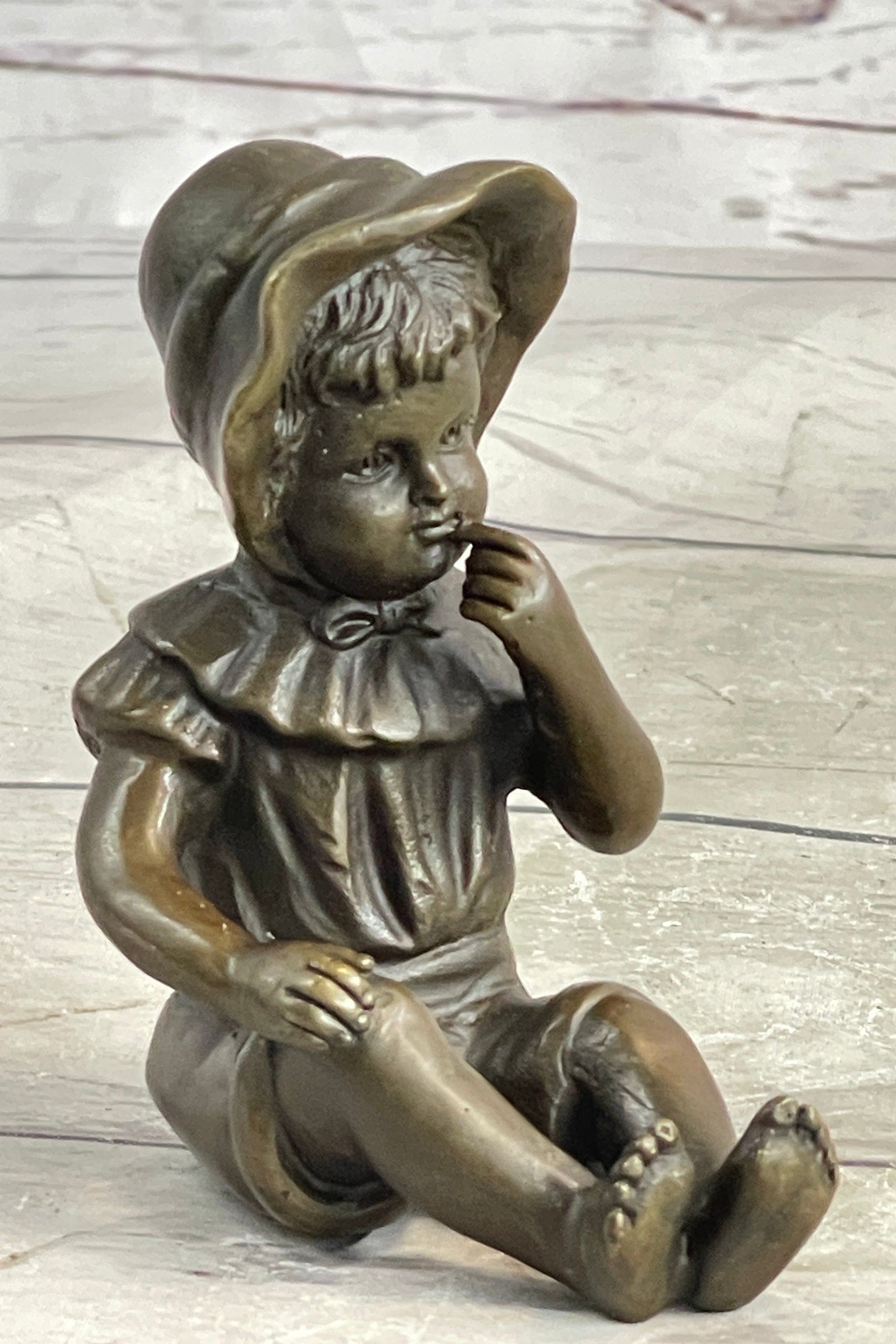 Hot Cast Bronze Figurine Sculpture of Baby Girl - Signed Original Art ...