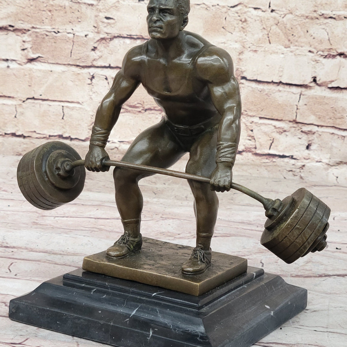 Deadlift Powerlifter Athlete Strongman Bodybuilder Bronze Statue Sculp ...