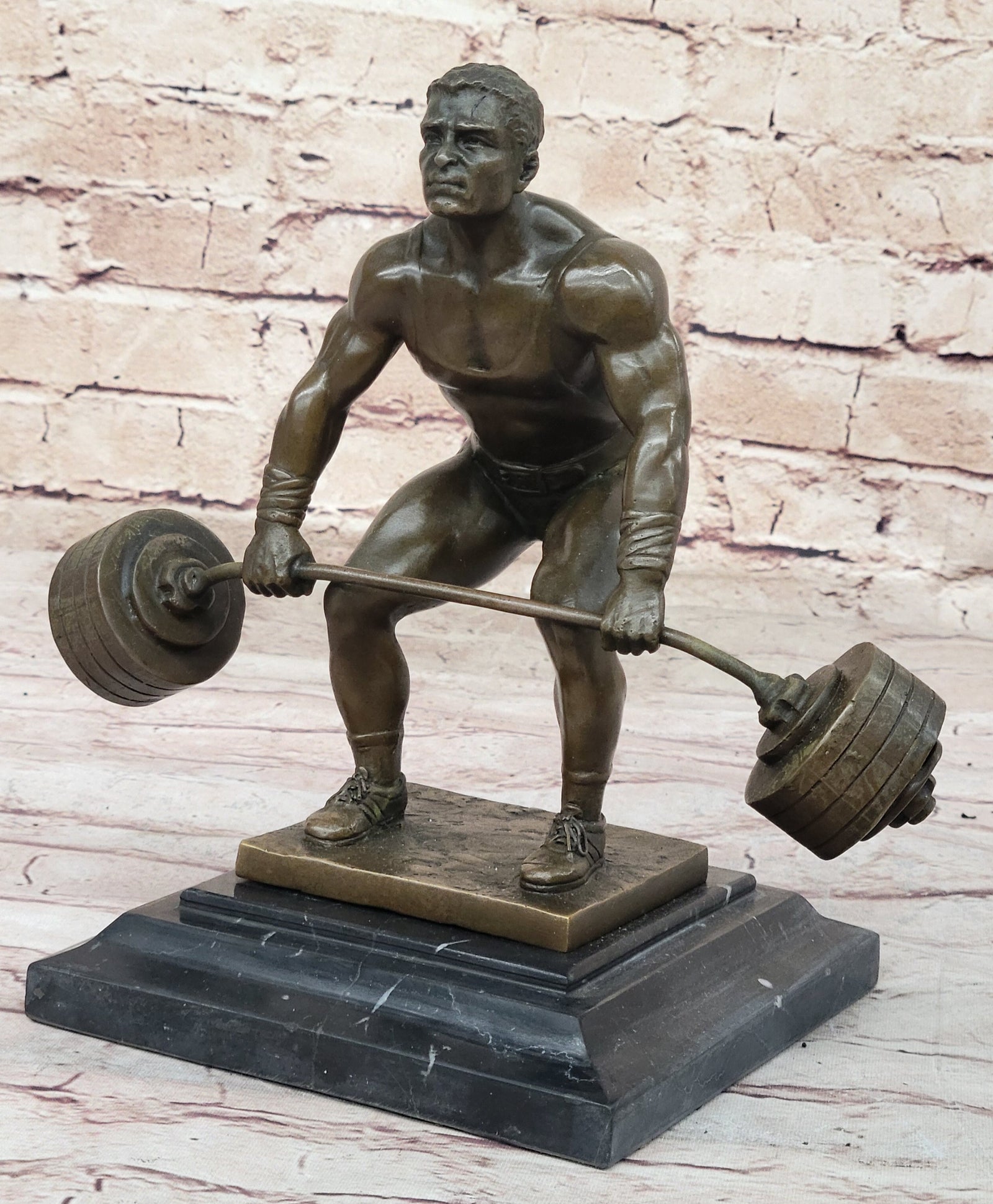 Deadlift Powerlifter Athlete Strongman Bodybuilder Bronze Statue Sculp ...