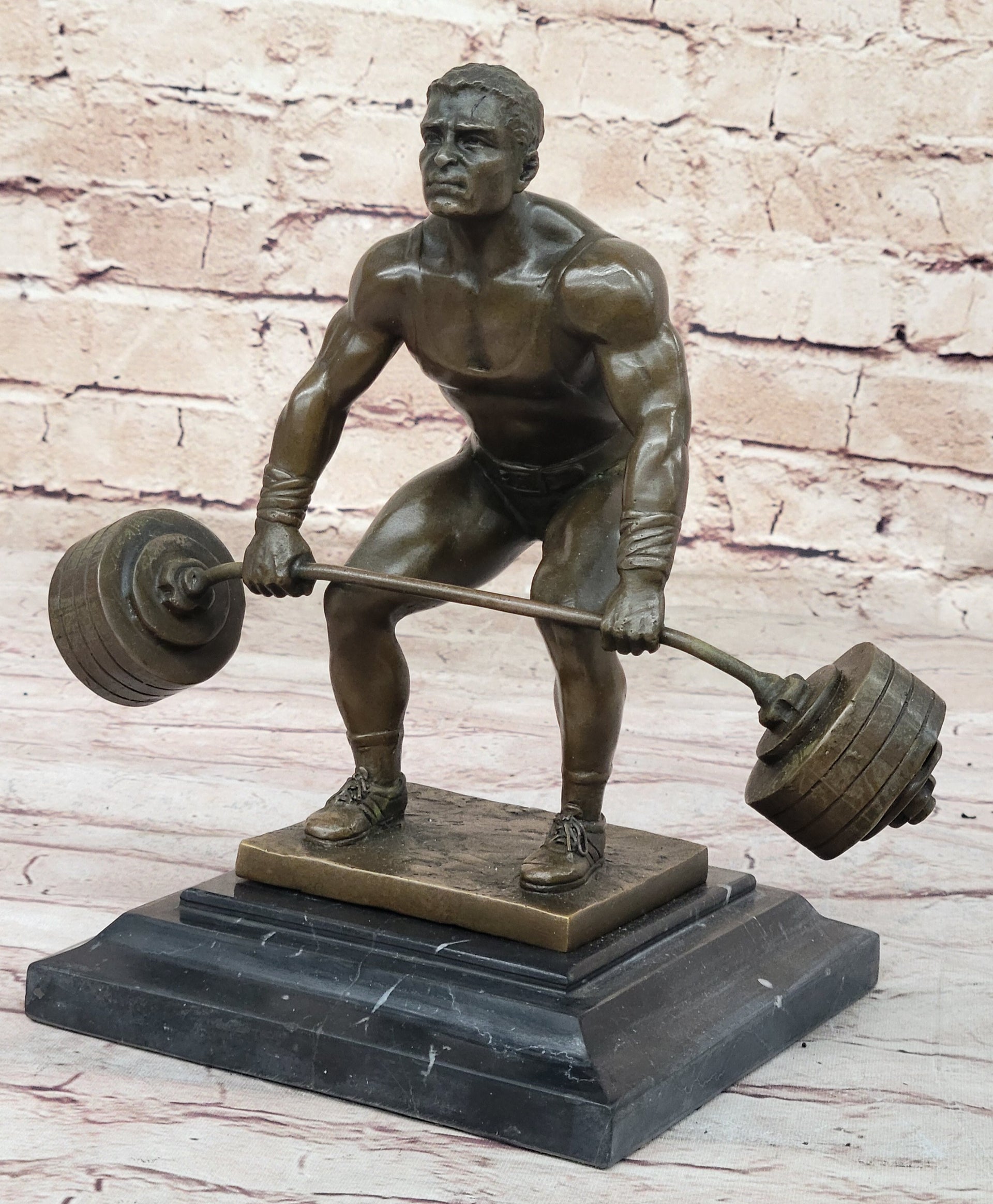 Deadlift Powerlifter Athlete Strongman Bodybuilder Bronze Statue Sculp ...