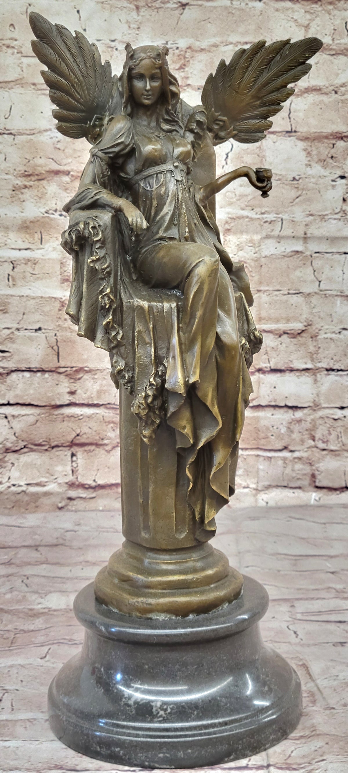 Mythical Fantasy Winged Goddess Angel Queen on Throne - Bronze Origina ...