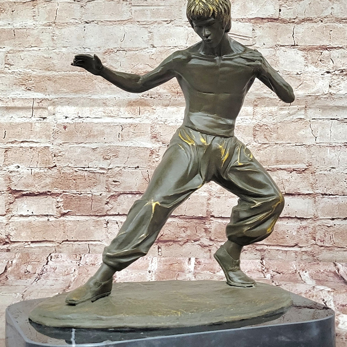 Bruce Lee Martial Arts Bronze Sculpture on Marble Base by J. Mavchi ...