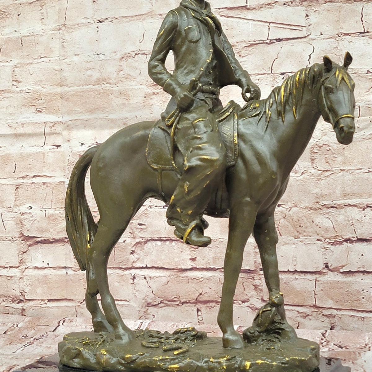 Bronze Cowboy on Horse Sculpture – Western Americana Art – Bronzhaus
