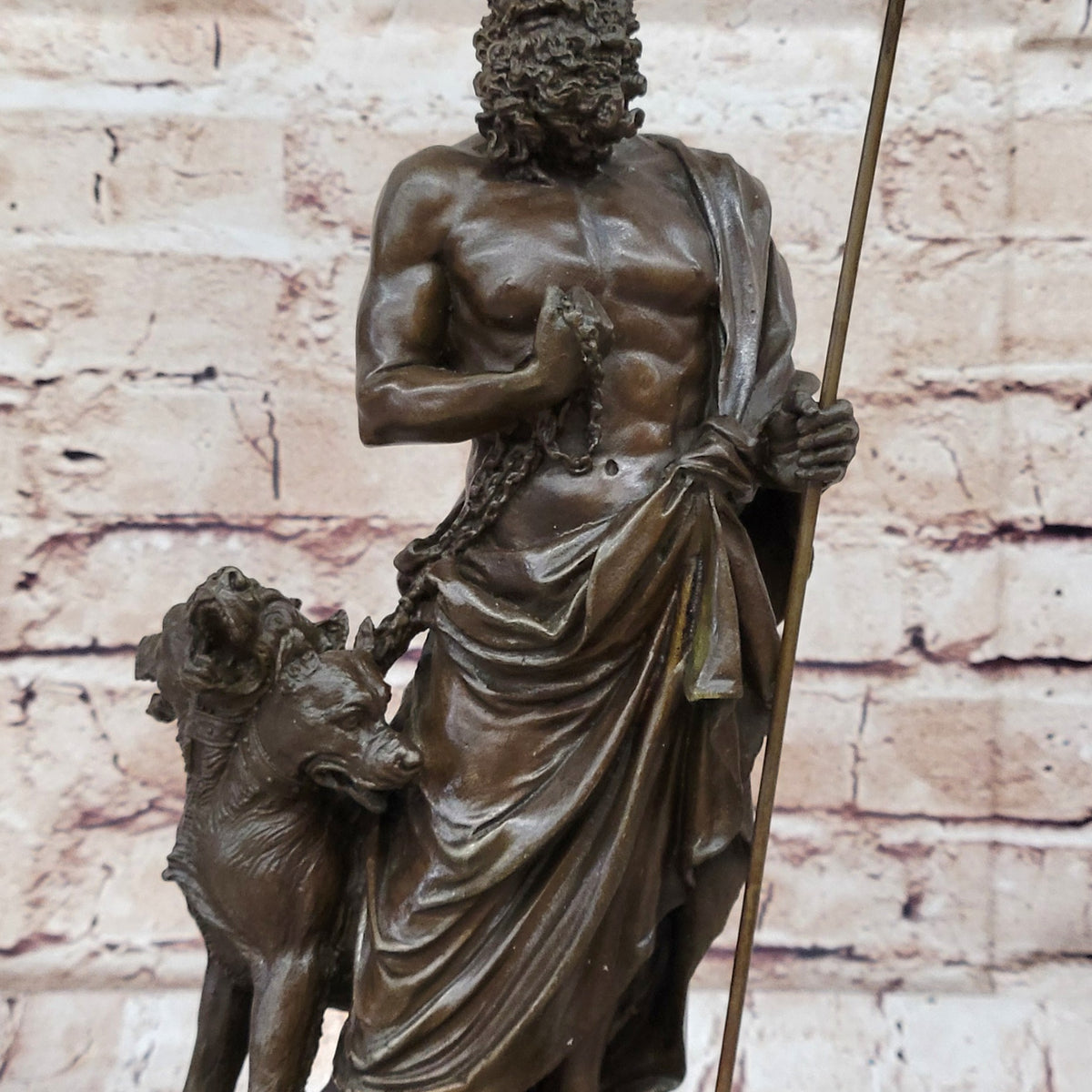 Hades Pluto & Cerberus 3 Headed Dog Bronze Metal Statue Sculpture Gree ...