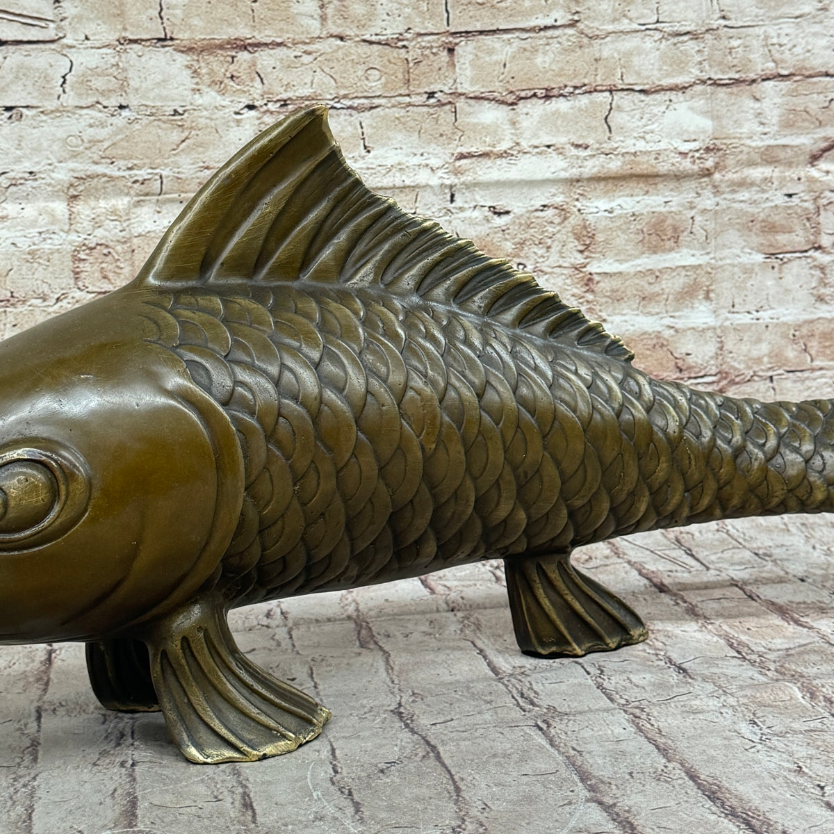 Hot Cast Bronze Metal Koi Carp Chinese Fish Sculpture Figure Signed Or ...