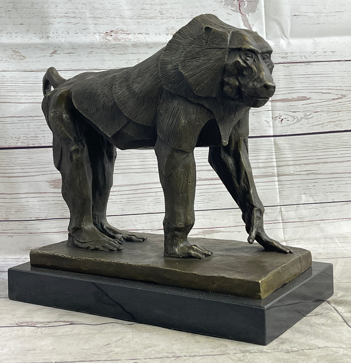 Baboon Monkey Primate Ape Bronze Metal Statue Sculpture Original Art o ...