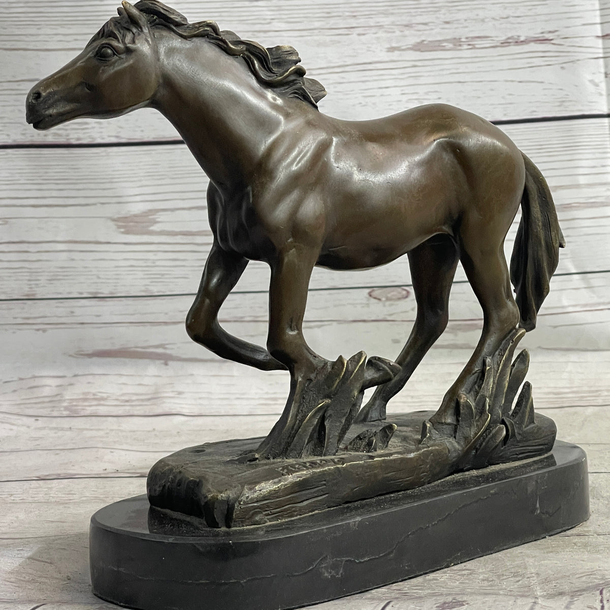 Arabian Horse in Trotting Running in Field Bronze Statue Sculpture Equ ...