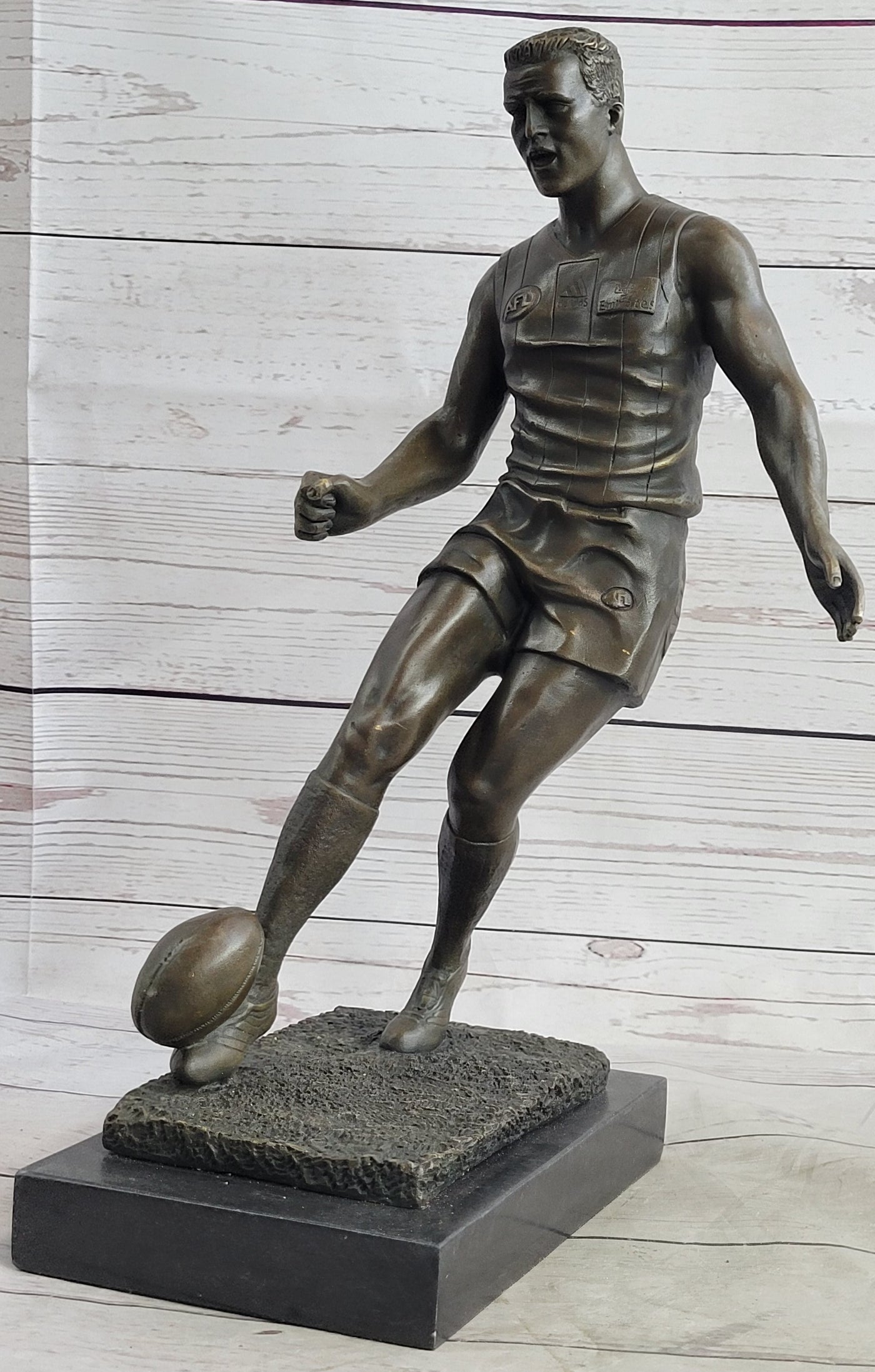 Large Muscular Rugby Player Bronze Sculpture Statue Marble Figurine by ...