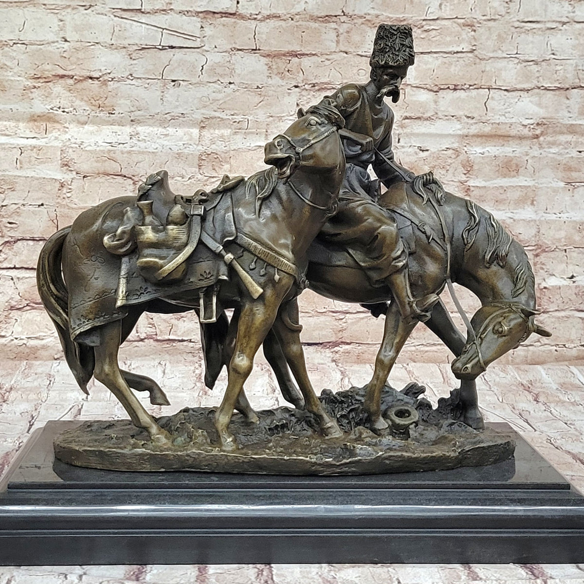 "Zaporozhian Cossack After Battle" Bronze Sculpture of Soldier on Hors ...