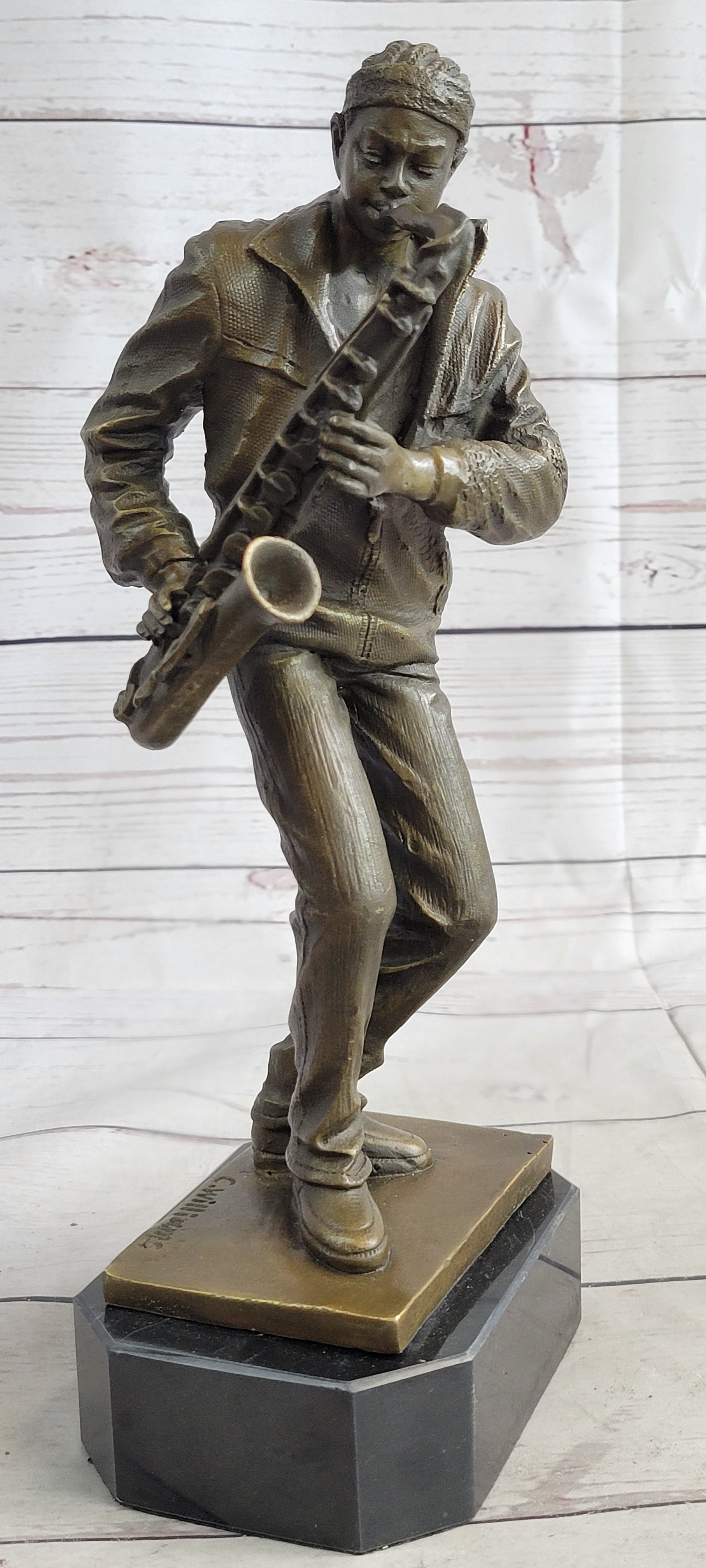 Hand Made American Black Saxophone Player Musician Bronze Sculpture ...