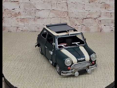 Metal Art Tin Model - Mini Cooper 1;18 Scale Green + White Roof Metal ...