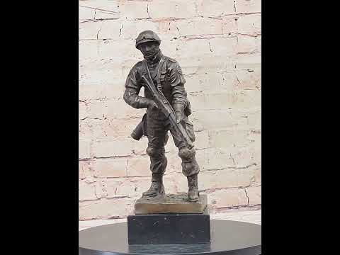 Signed Original Artwork by Milo Soldier Holding Rifle And Gear Bronze ...