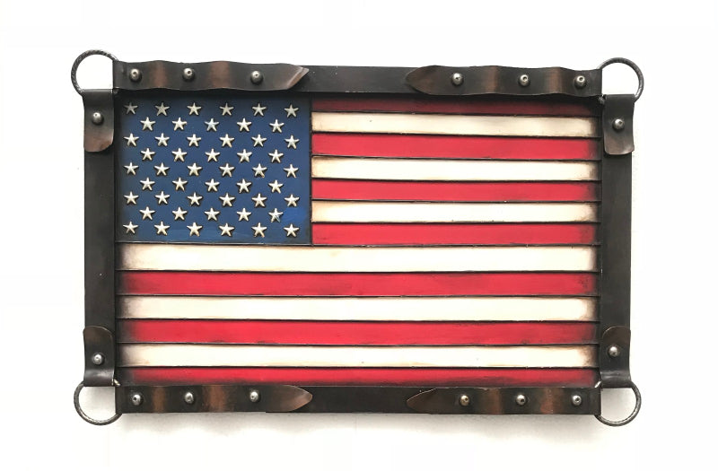 Large Bronze Effect American Flag Wall Mount Sculpture Figurine Statue ...