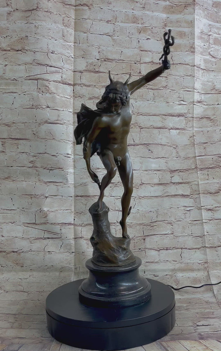 20.5''H BRONZE STATUE OF FLYING MERCURY BRONZE SCULPTURE SIGNED ...