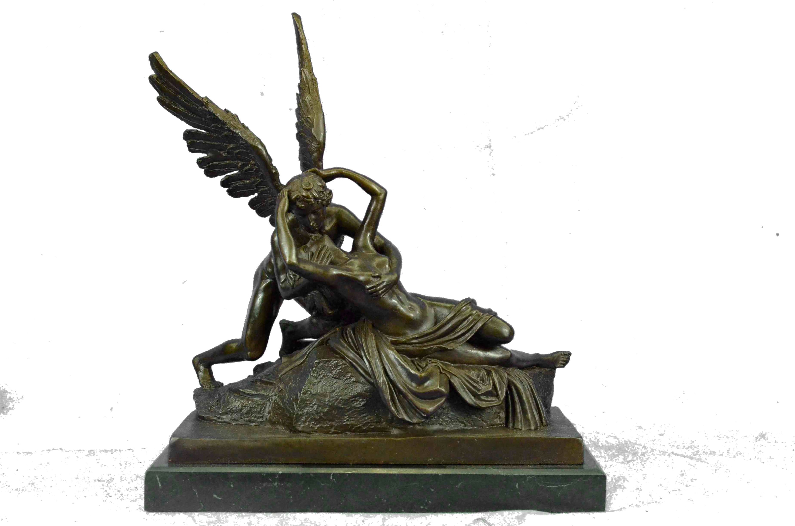 Zephyrus & Psyche Lovers Bronze Statue with Marble Base Hot Cast Figur ...