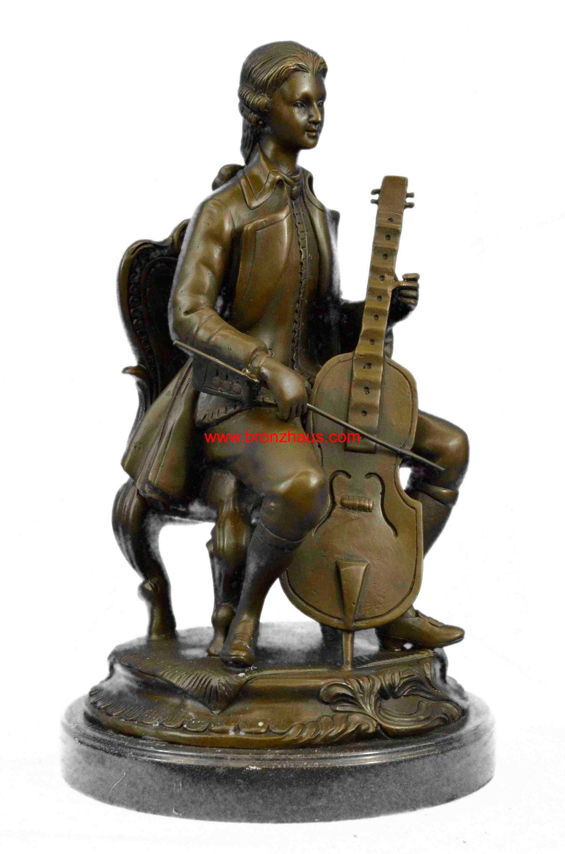 Large size Man playing music statue with musical instruments cello Pla ...