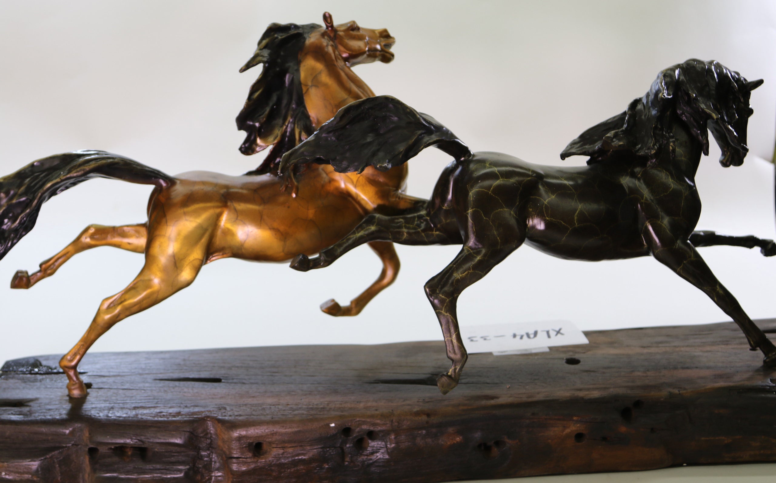 Limited Edition Two Galloping Horses Hand Painted Museum Quality Bronz ...