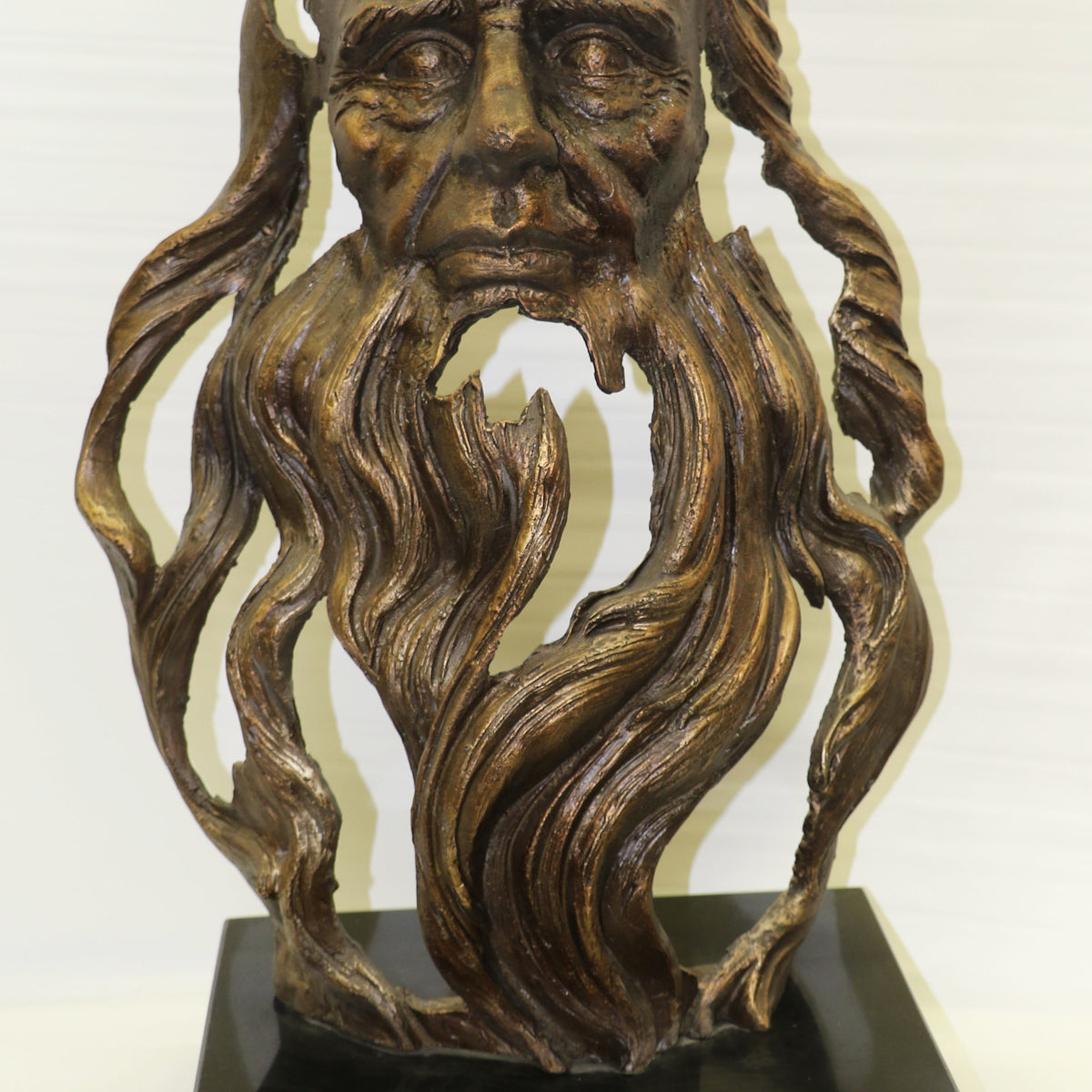 Ancient Chinese 100% Bronze Head of an Old Man with Long Beard Sculptu ...