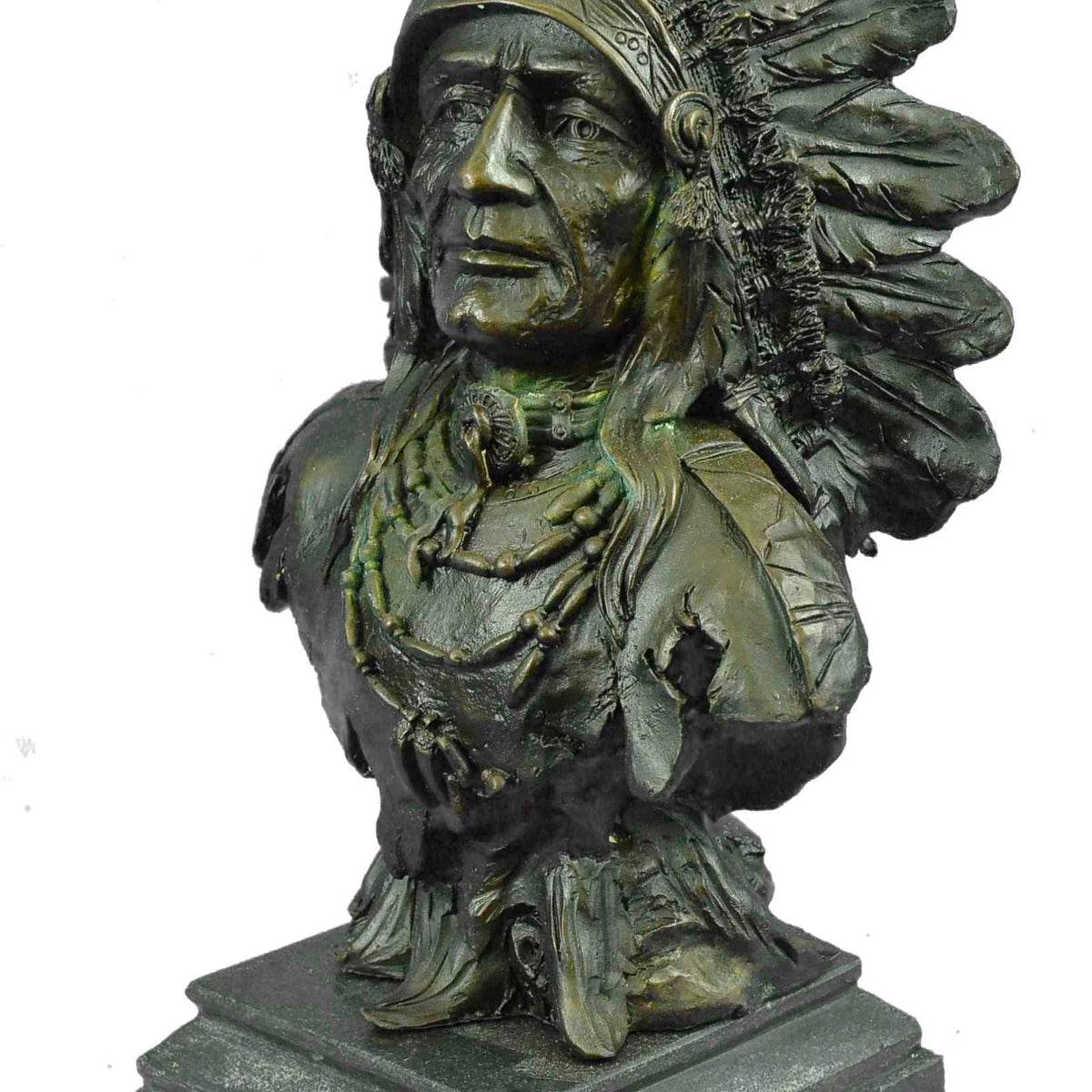 Signed Russell Native American Chief Hot Cast Bronze Sculpture Statue ...