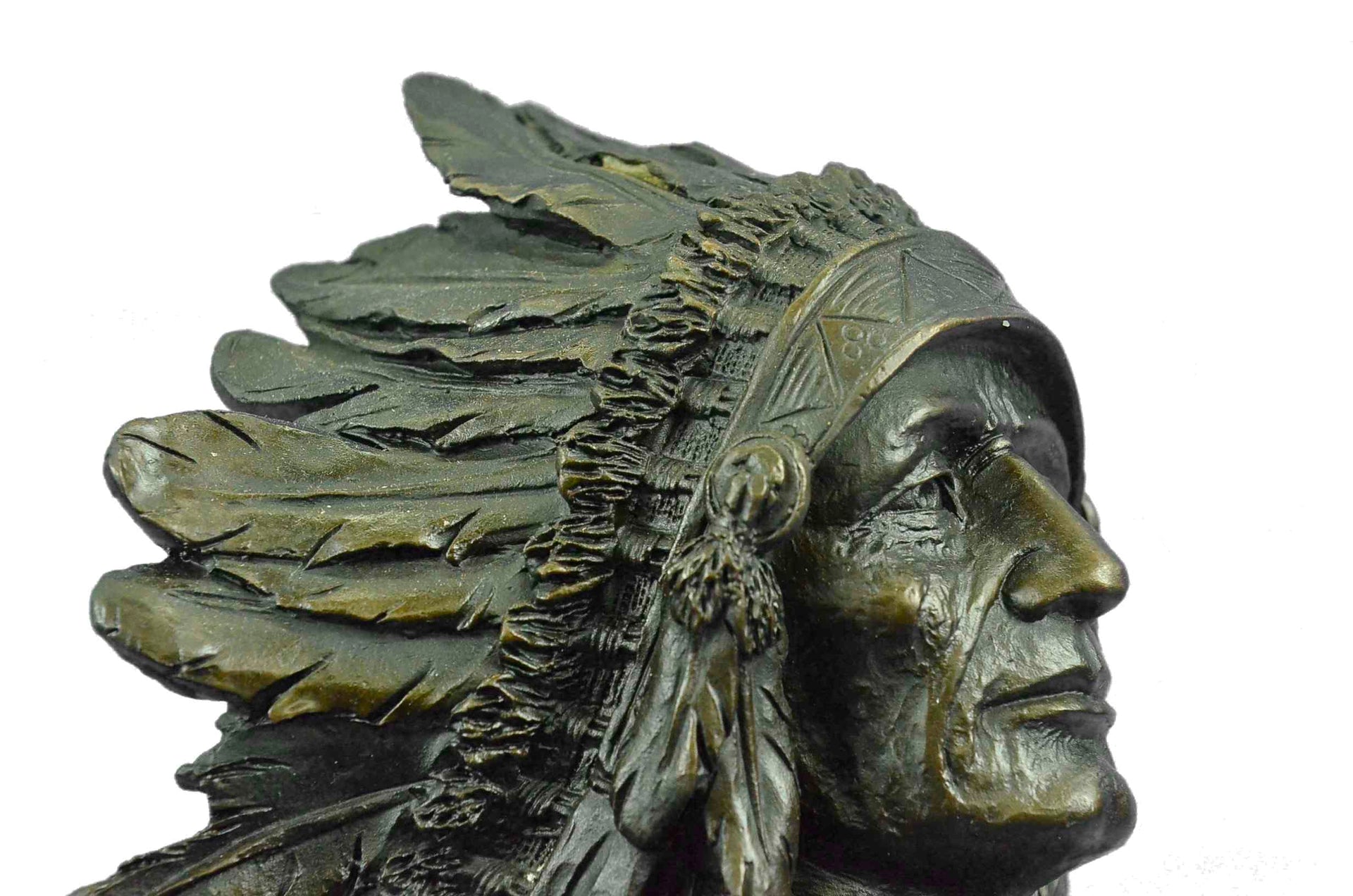 Signed Russell Native American Chief Hot Cast Bronze Sculpture Statue ...