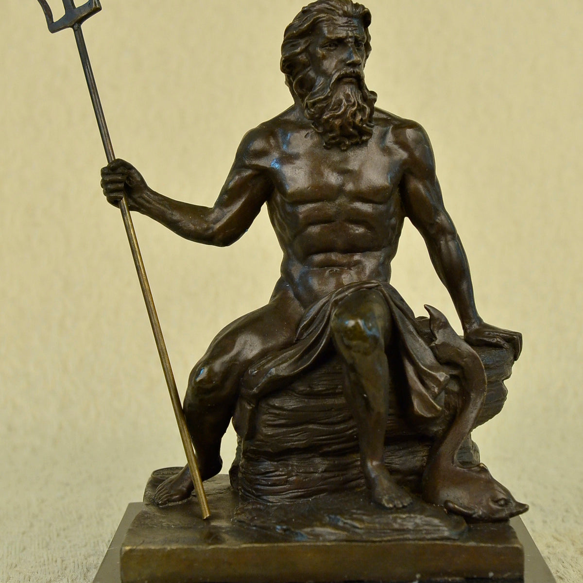 Signed Phidias Poseidon Greek Sea God Bronze Marble Base Figurine Hot ...