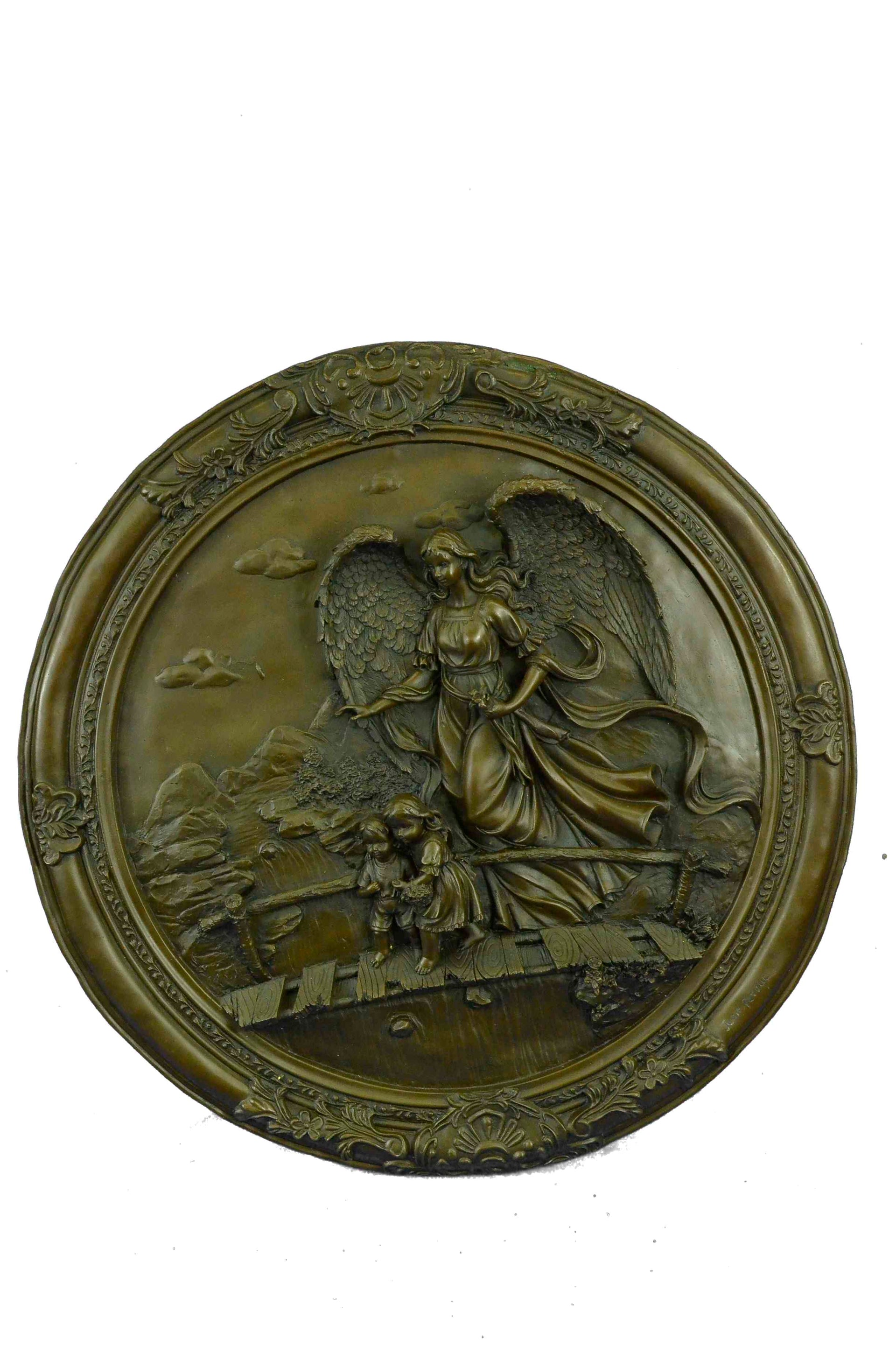 Signed Original Jean Patoue Guardian Angel Wall Mount Bronze Sculpture ...