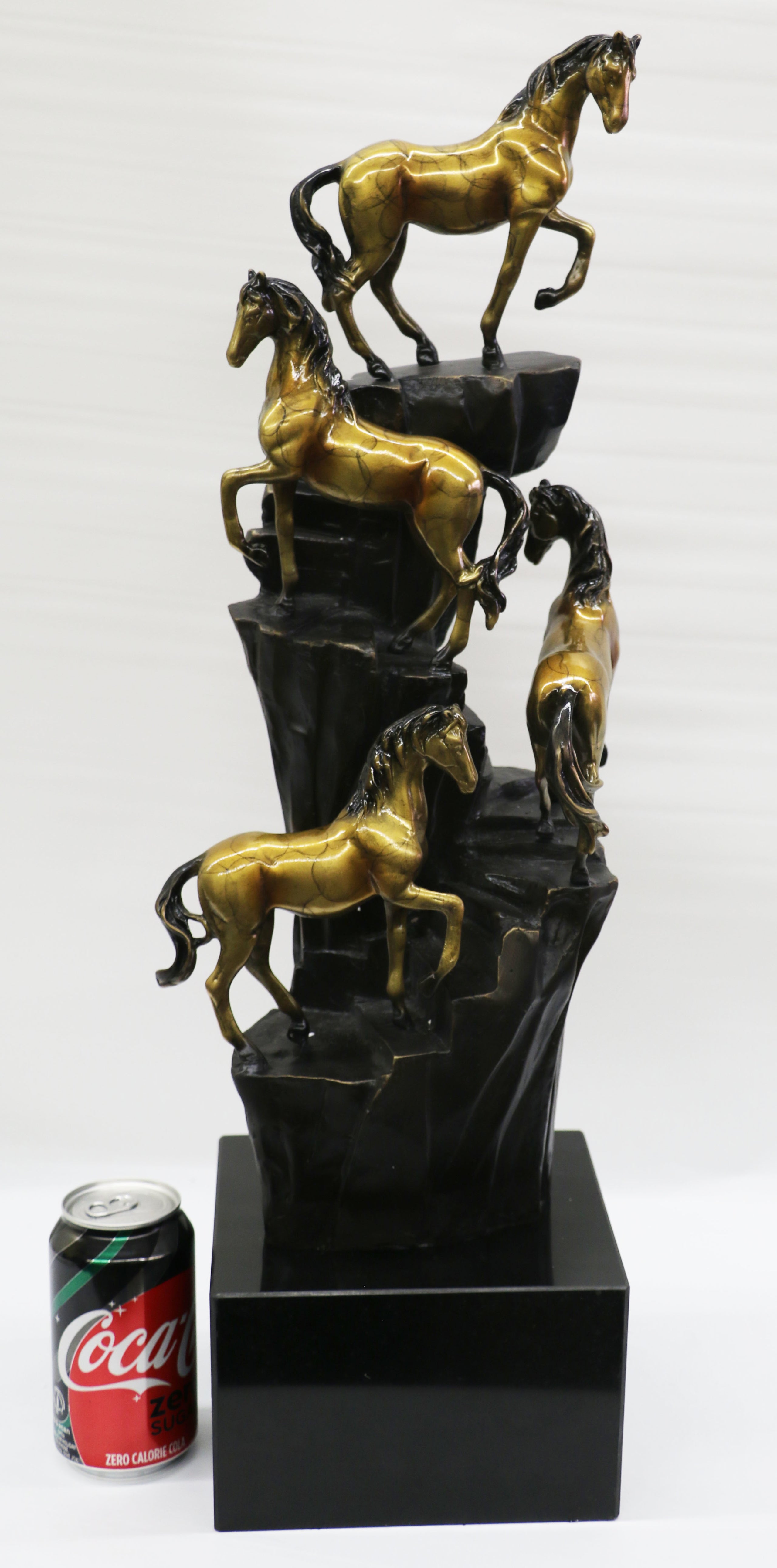 Hand Made Limited Edition four Galloping Horses Mustangs Bronze Sculpt ...