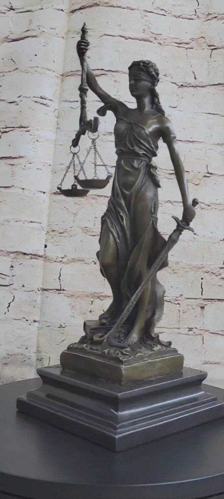 Bronze Marble Statue Lady Justice Scales Goddess Lawyer Sculpture Figu ...