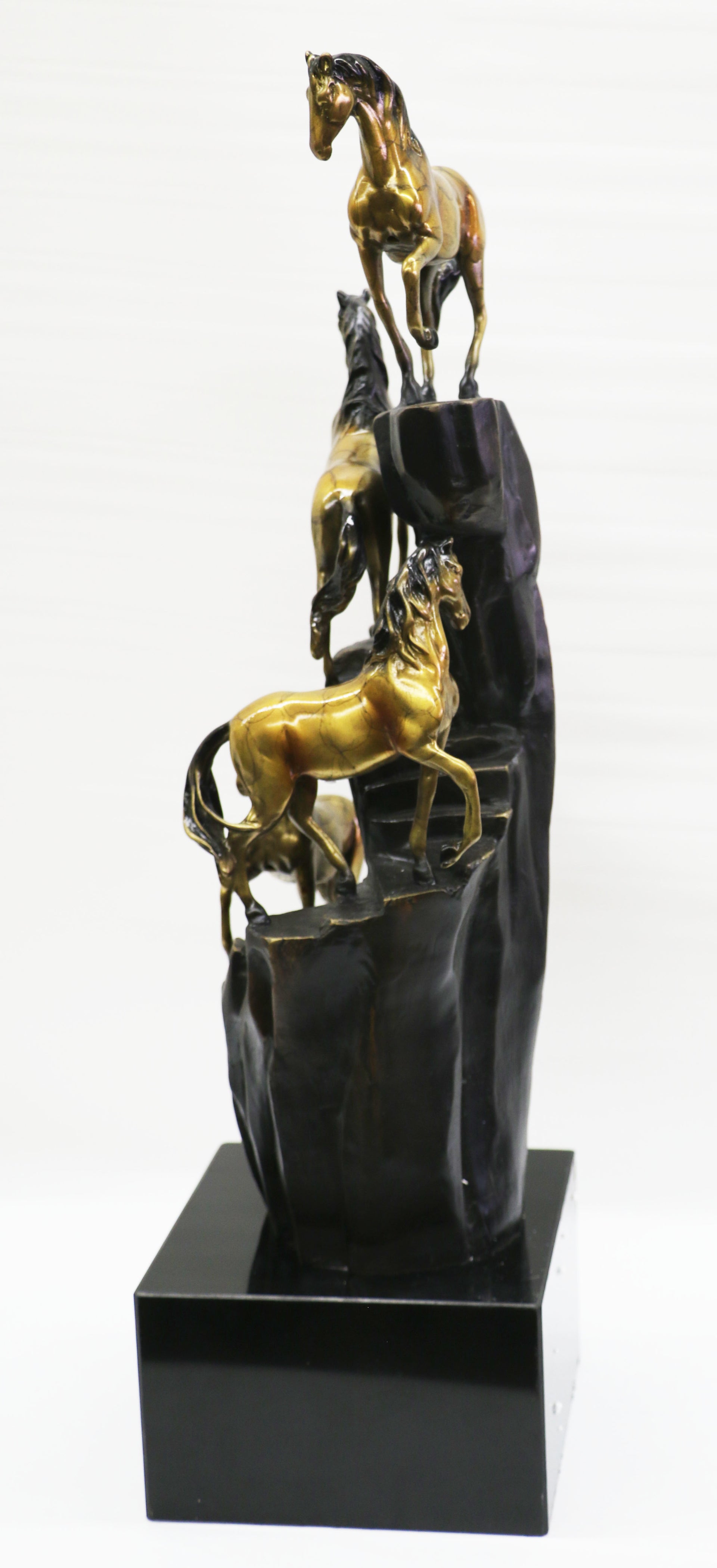 Hand Made Limited Edition four Galloping Horses Mustangs Bronze Sculpt ...