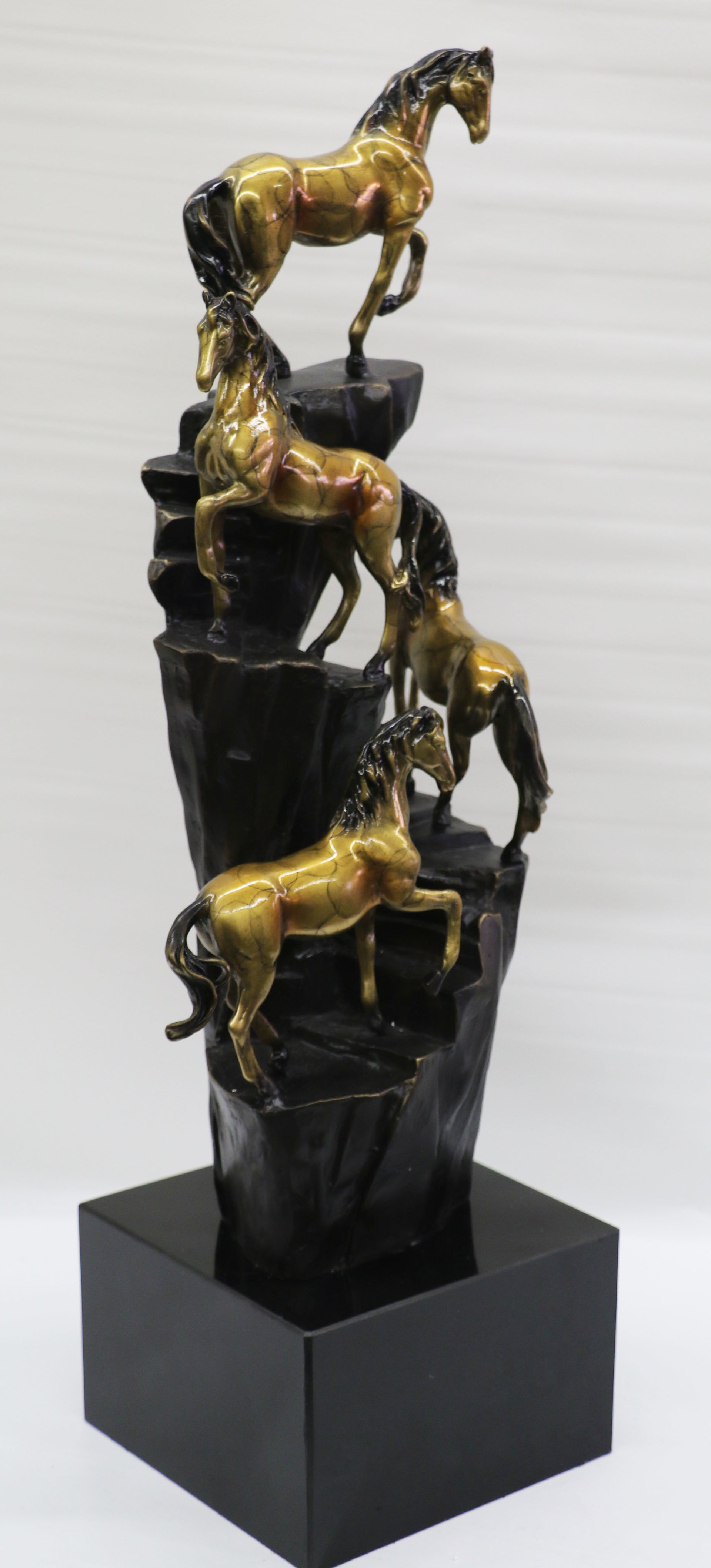 Hand Made Limited Edition four Galloping Horses Mustangs Bronze Sculpt ...