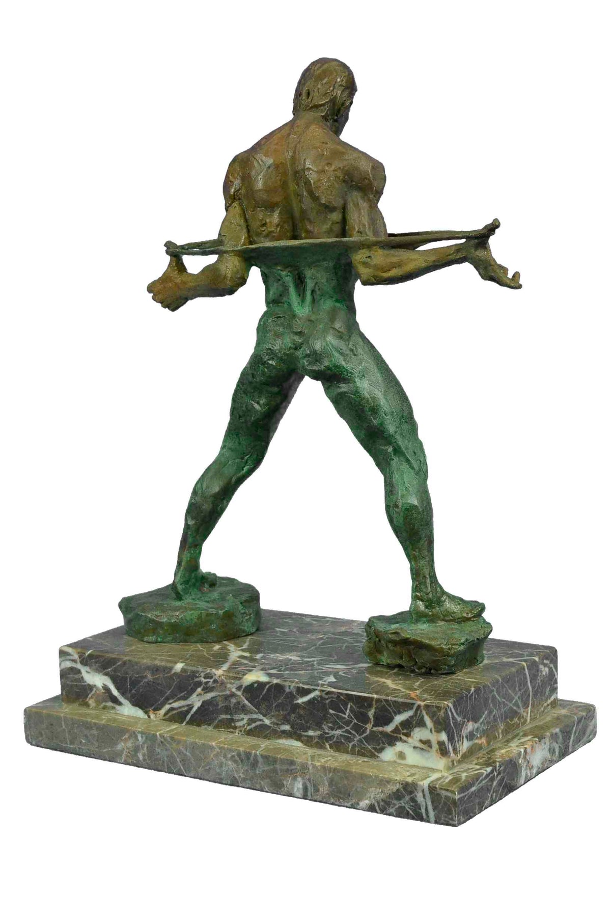 Abstract Bronze Muscle Man Flexing Sculpture Nude Male Fitness Model M ...