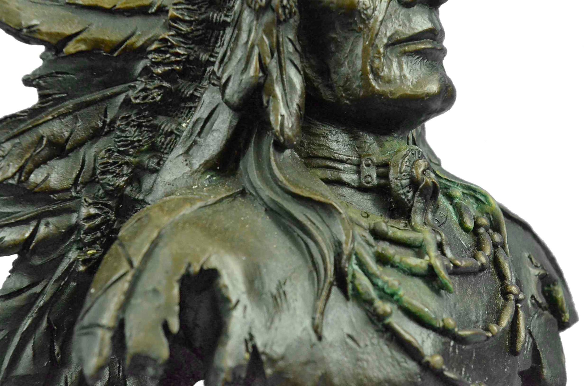 Signed Russell Native American Chief Hot Cast Bronze Sculpture Statue ...