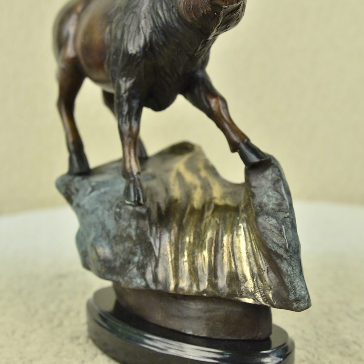 American Buffalo Bison Western Artwork Bronze Marble Statue Base Sculp ...