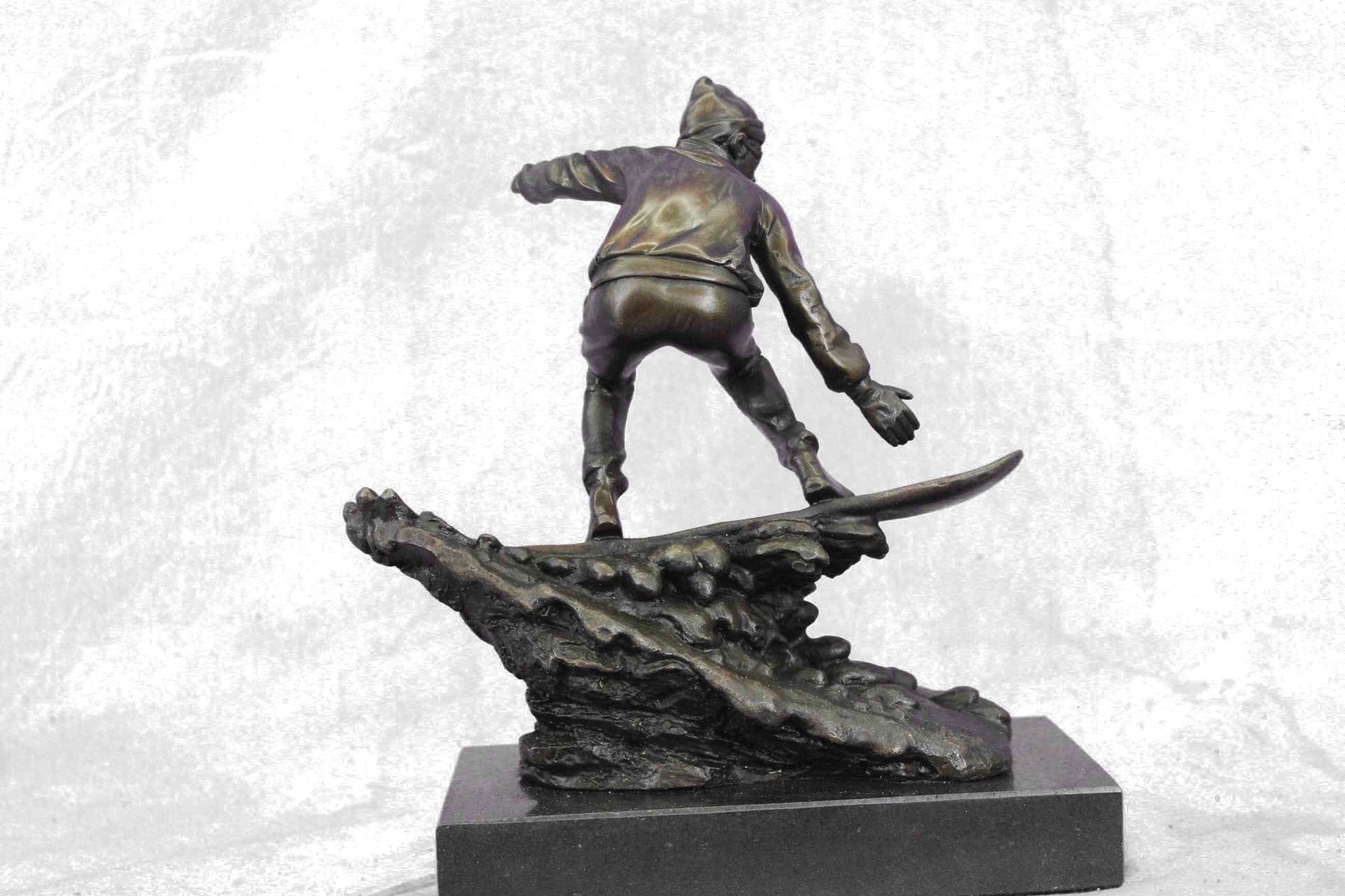 Real Bronze Marble Ski Snowboarder Winter Sport Figurine Sculpture Fig ...