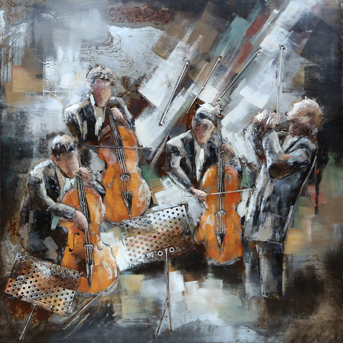 Cello Violin Quartet Classical Music 3D Wall Art Mixed Media Painting ...