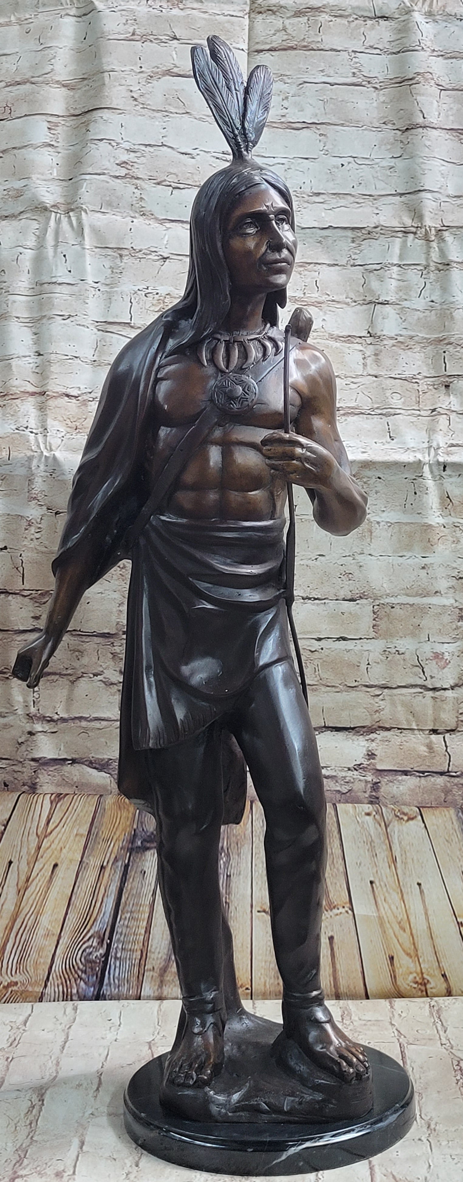 Native American Indian Chief Hiawatha Bronze Statue Sculpture Figure o ...