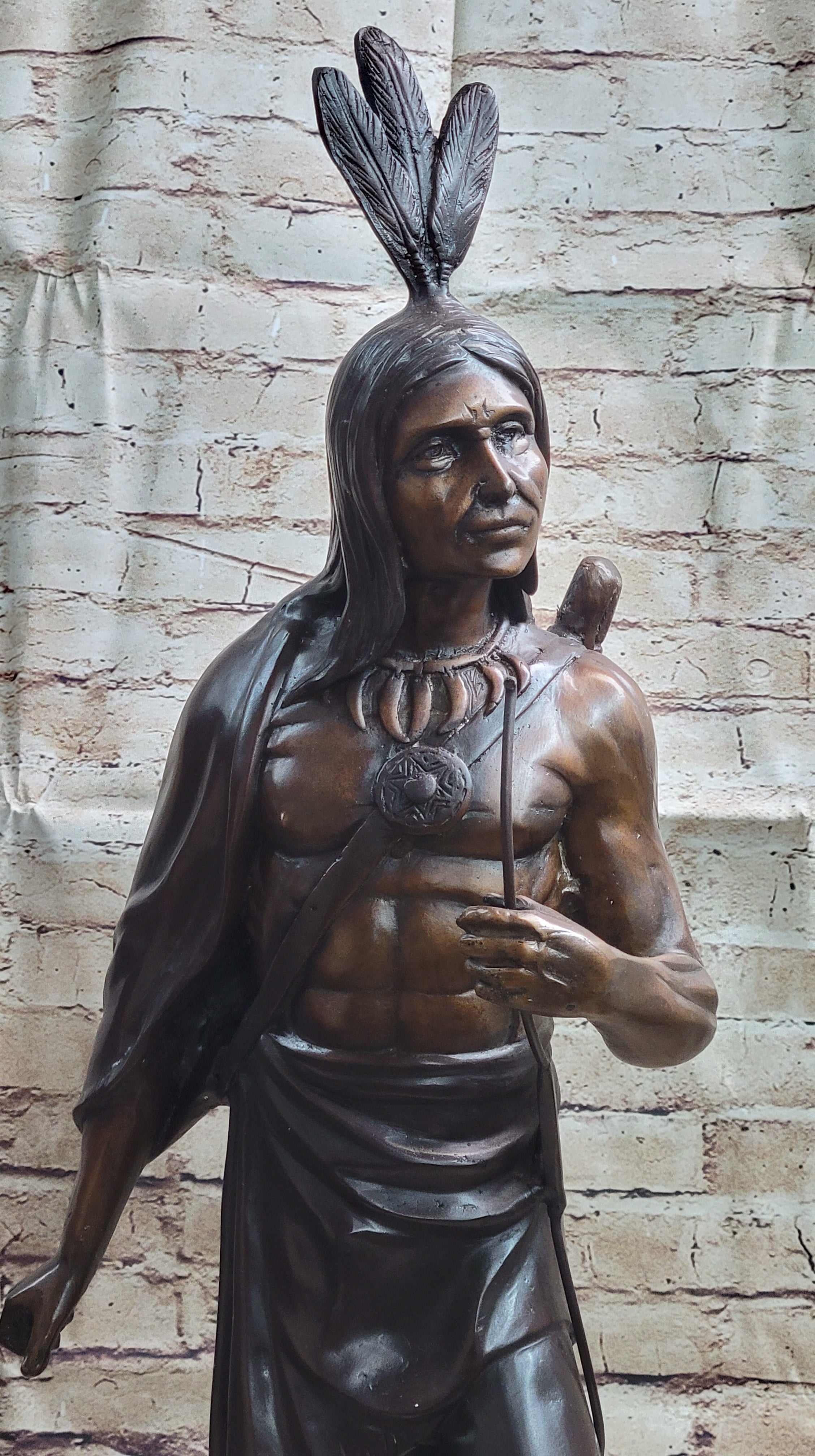 Native American Indian Chief Hiawatha Bronze Statue Sculpture Figure o ...