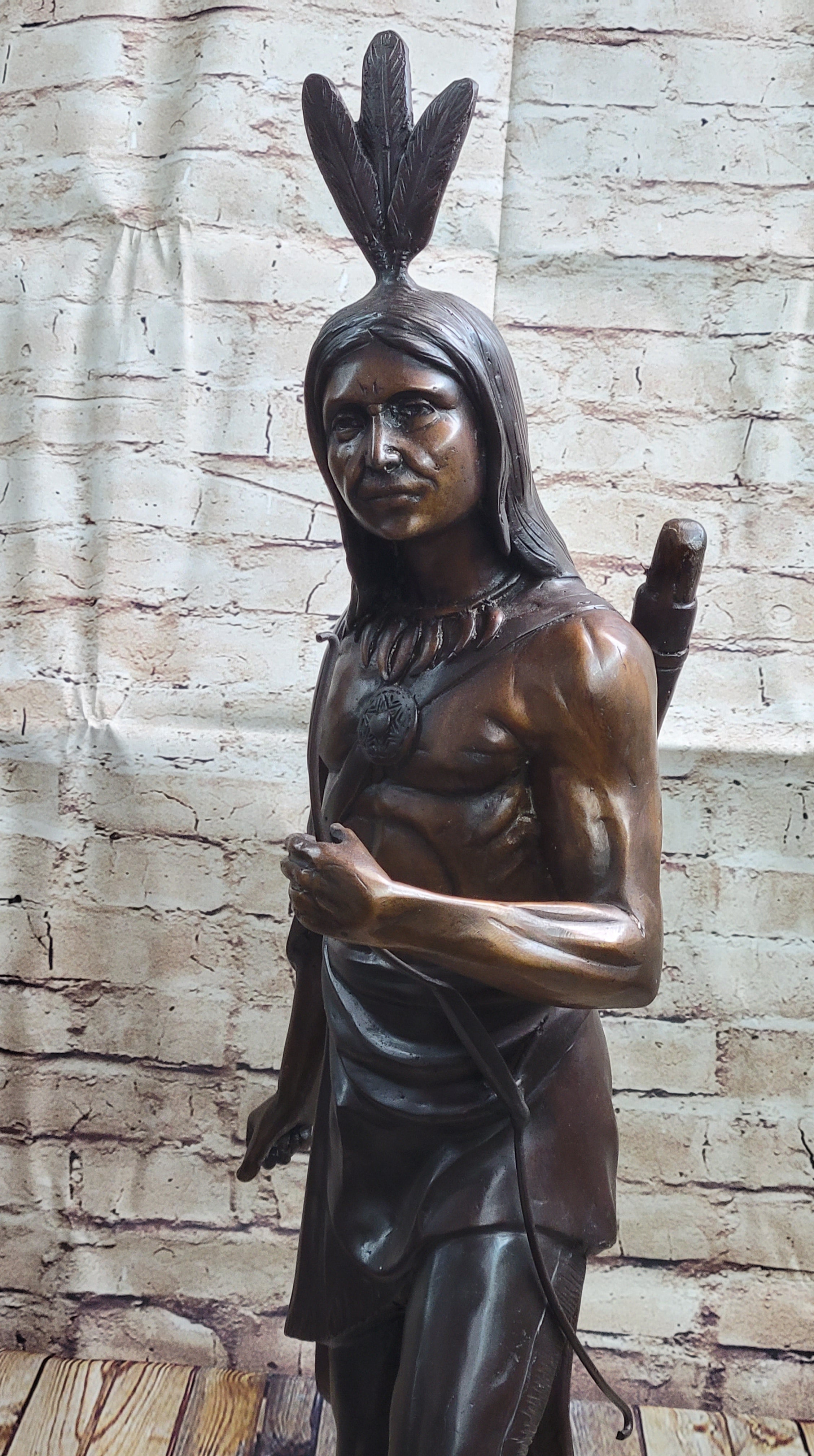 Native American Indian Chief Hiawatha Bronze Statue Sculpture Figure o ...