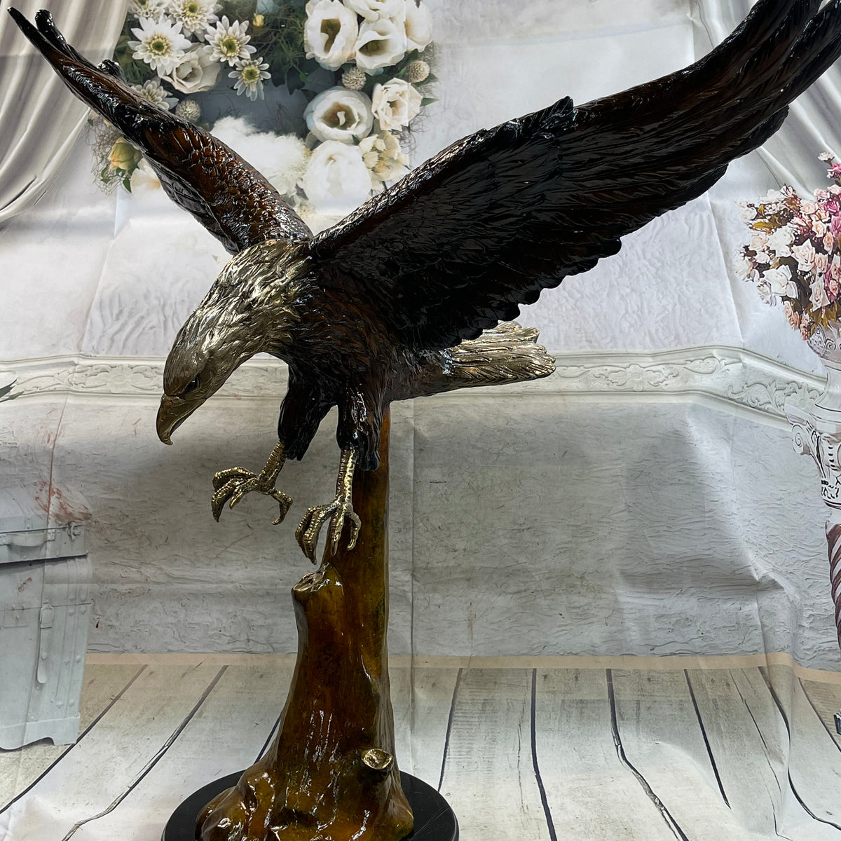 Multi Color Patina Extra Large American Eagle Bronze Sculpture Marble ...
