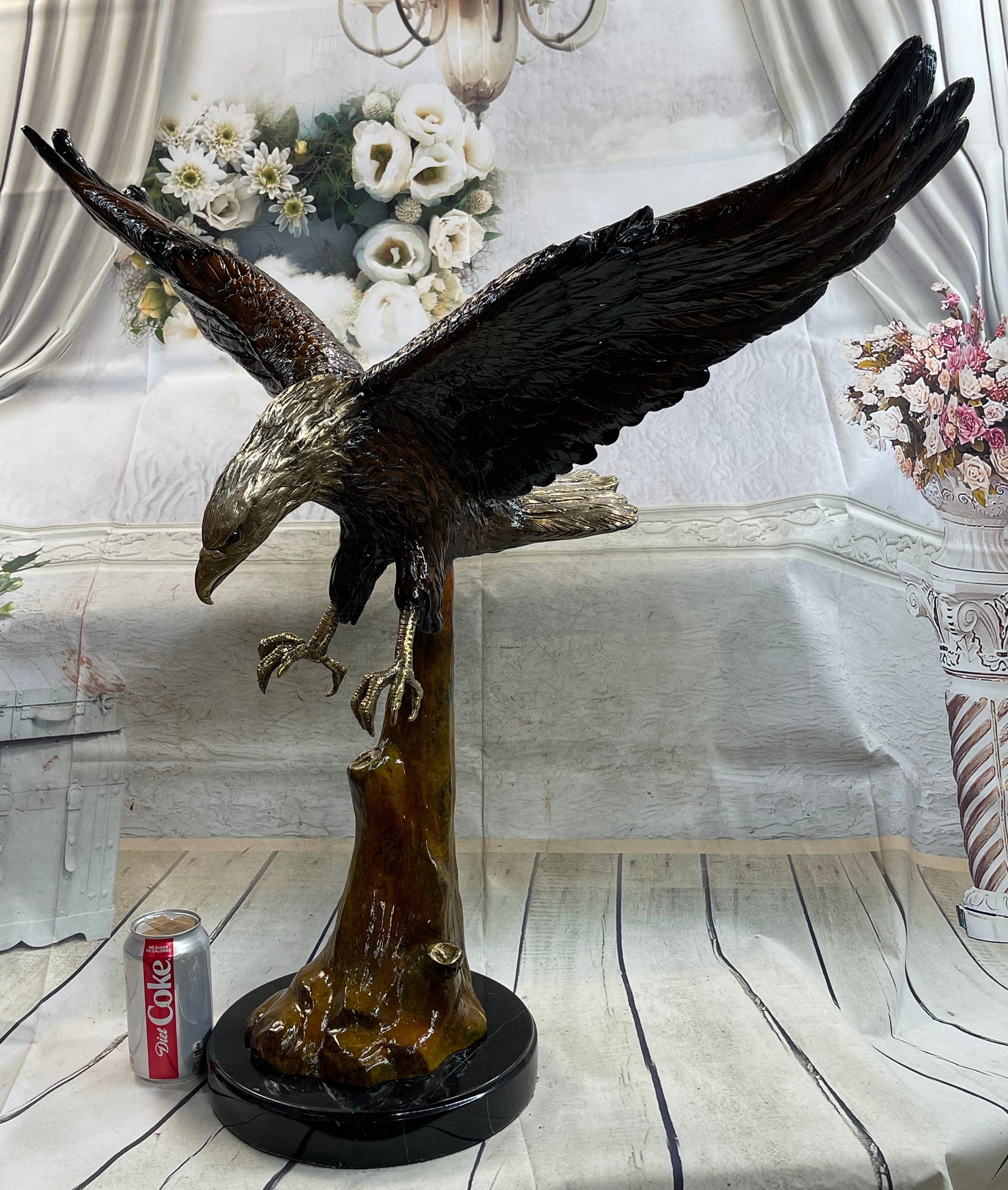 Multi Color Patina Extra Large American Eagle Bronze Sculpture Marble ...