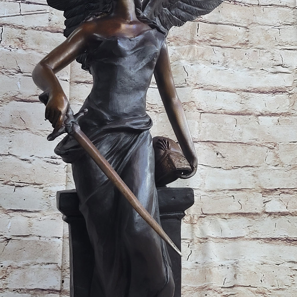 Female Archangel Winged Angel w/ Sword Warrior Goddess Bronze Sculptur ...