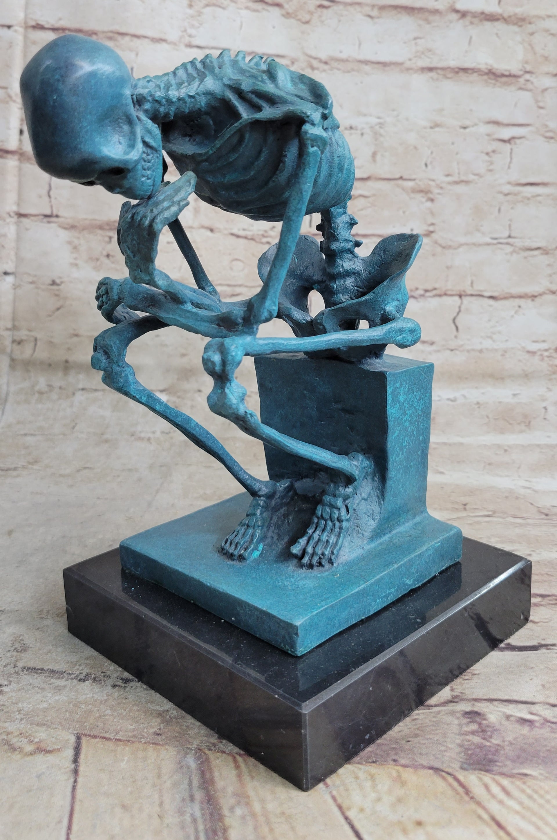 The Thinker Thinking Man Skeleton Bronze Metal Statue Sculpture Figure ...