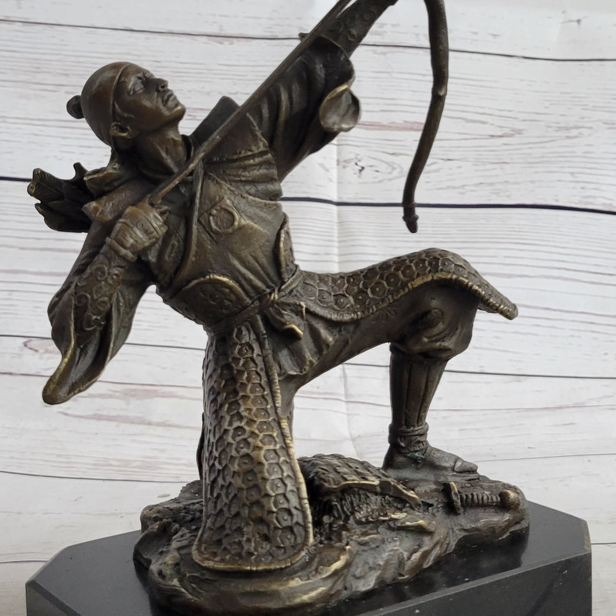 Japan Pure Bronze & Marble samurai warrior BY KAMIKO Sculpture Art Deco ...