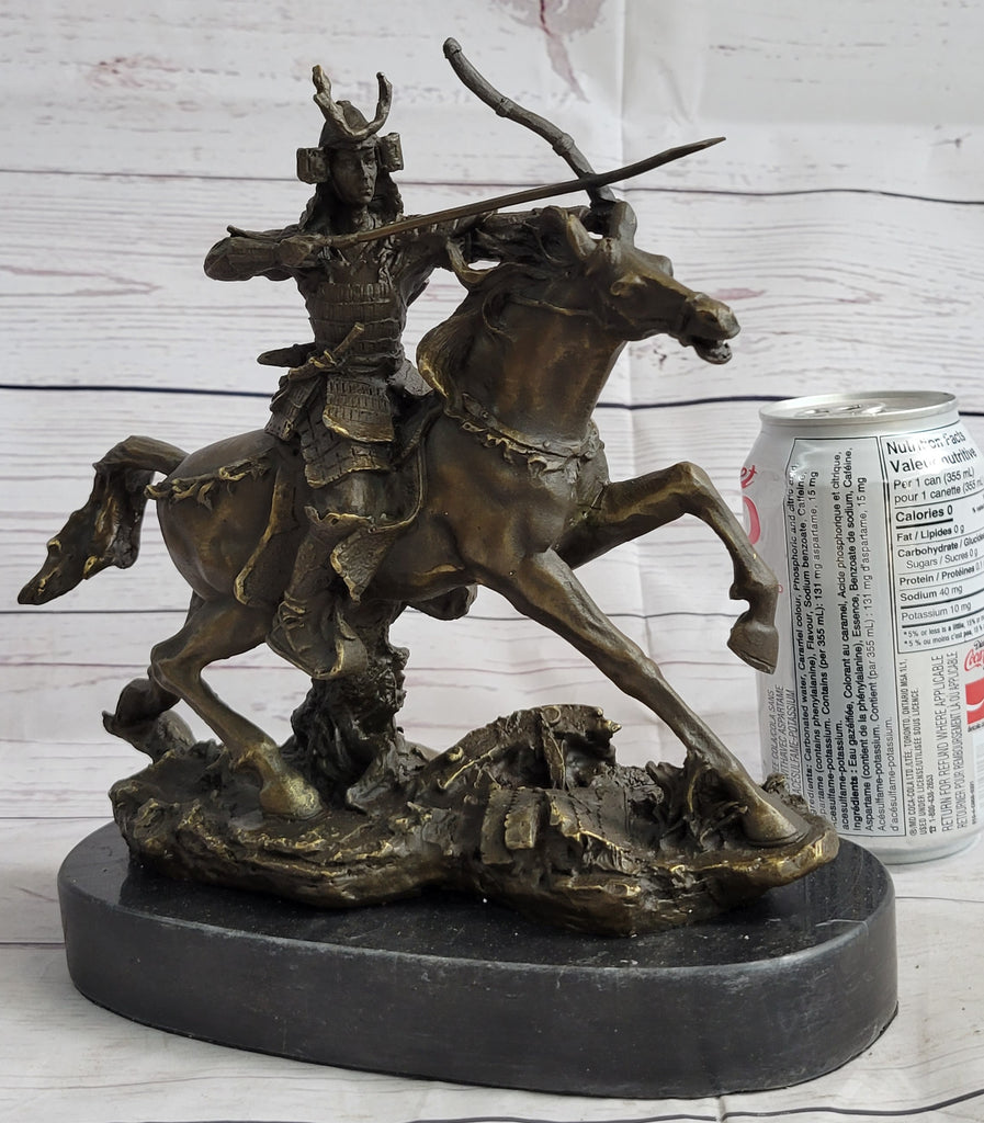 Samurai Warrior on Horse Bronze Statue Sculpture Hot Cast Marble Base ...