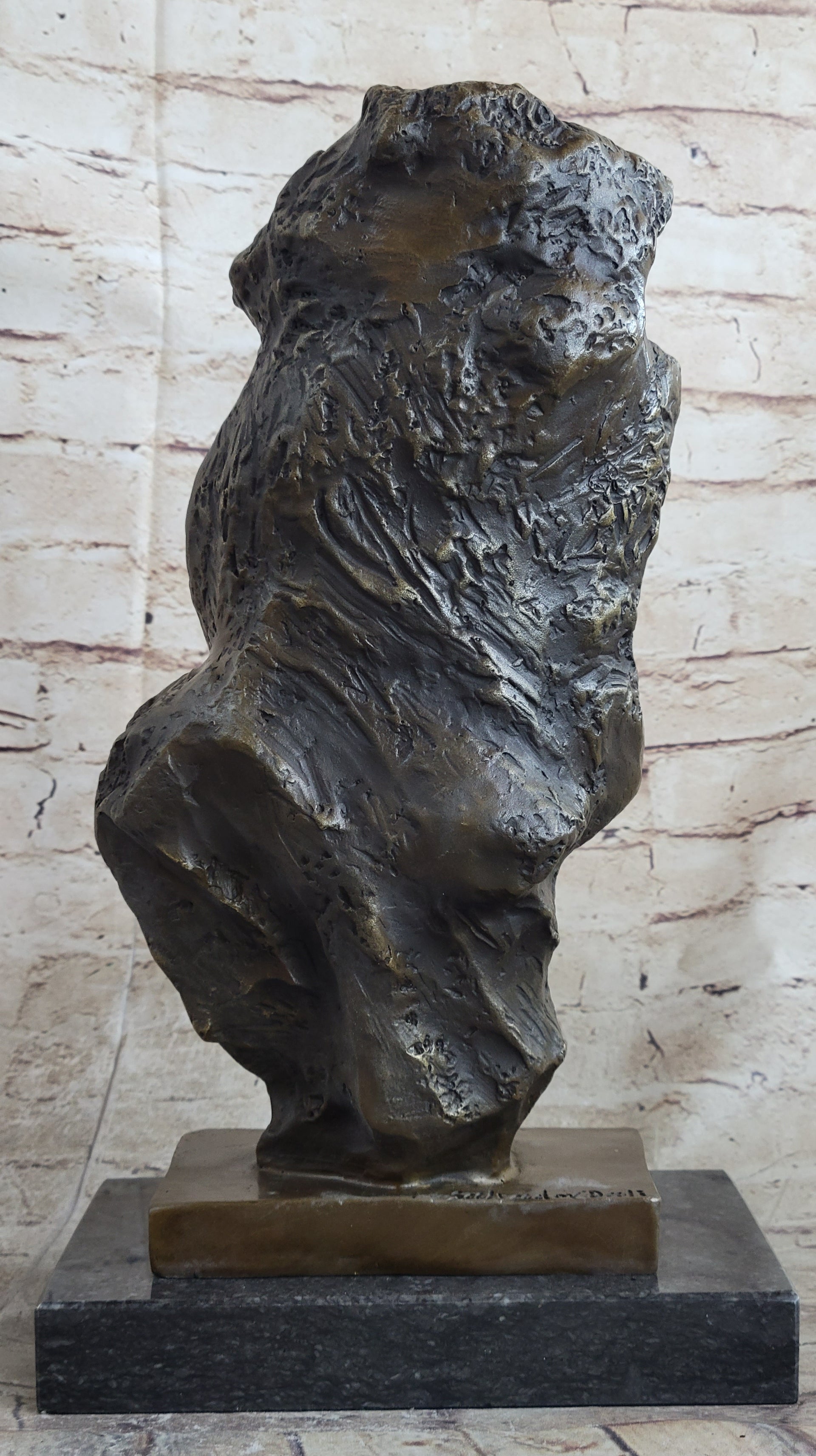 Handmade Abstract Bronze Face Sculpture Marble Base Modern Cubism Home ...