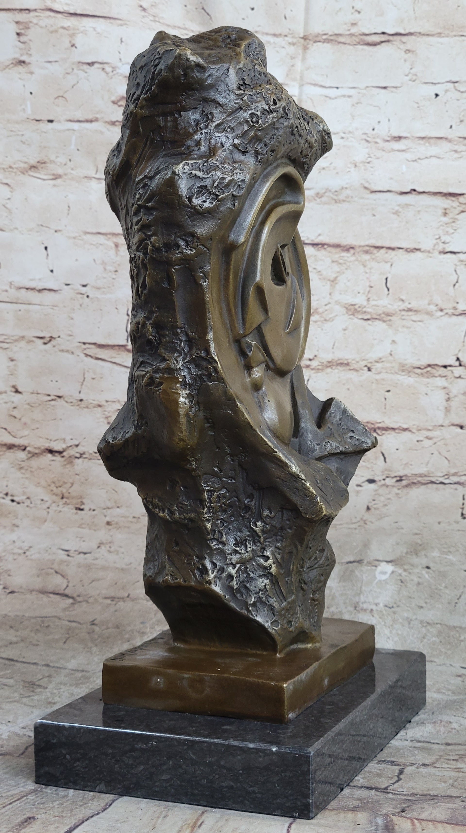 Handmade Abstract Bronze Face Sculpture Marble Base Modern Cubism Home ...