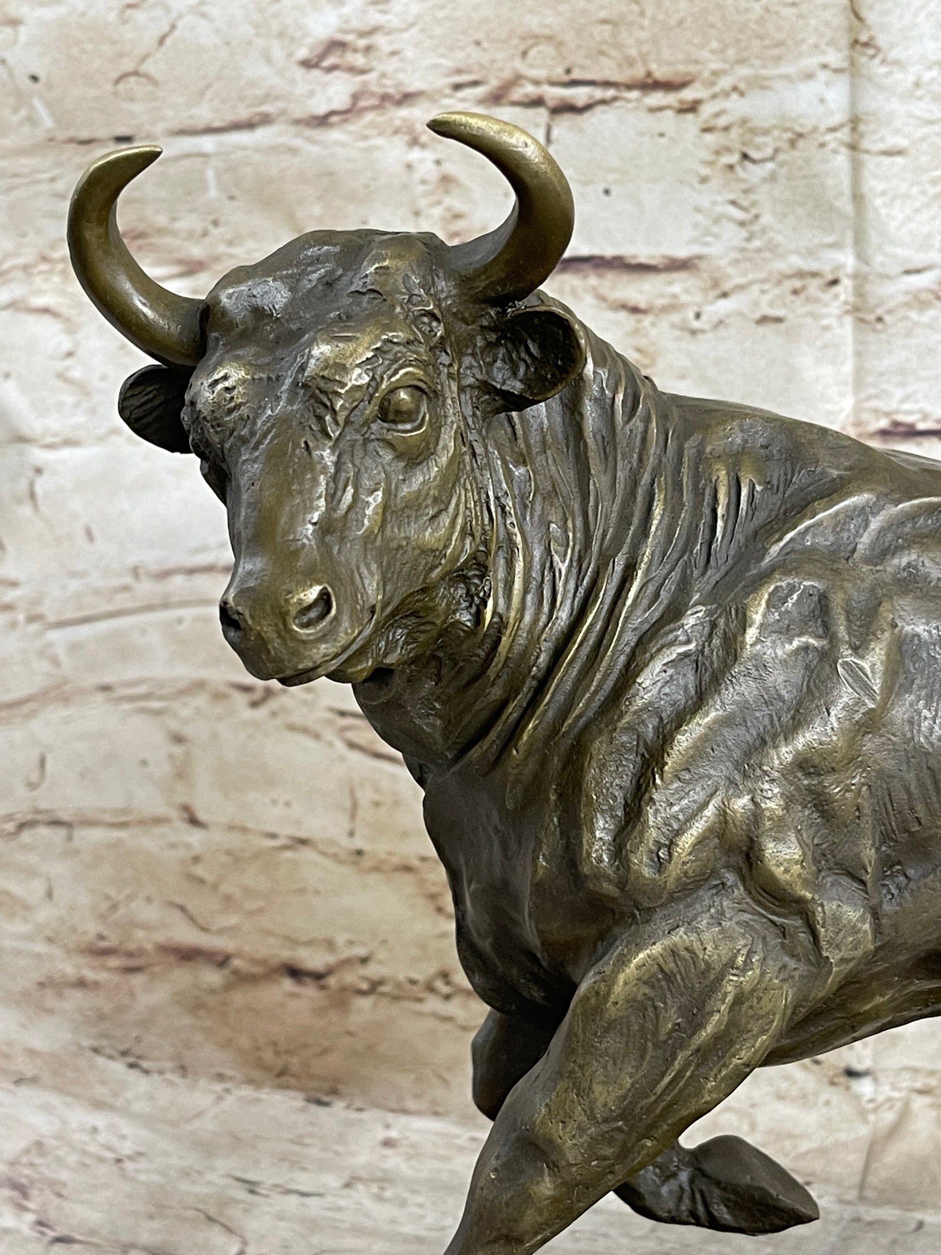 Solid Bronze Sculpture of a Bull Marble Base Abstract Art Deco Figurin ...