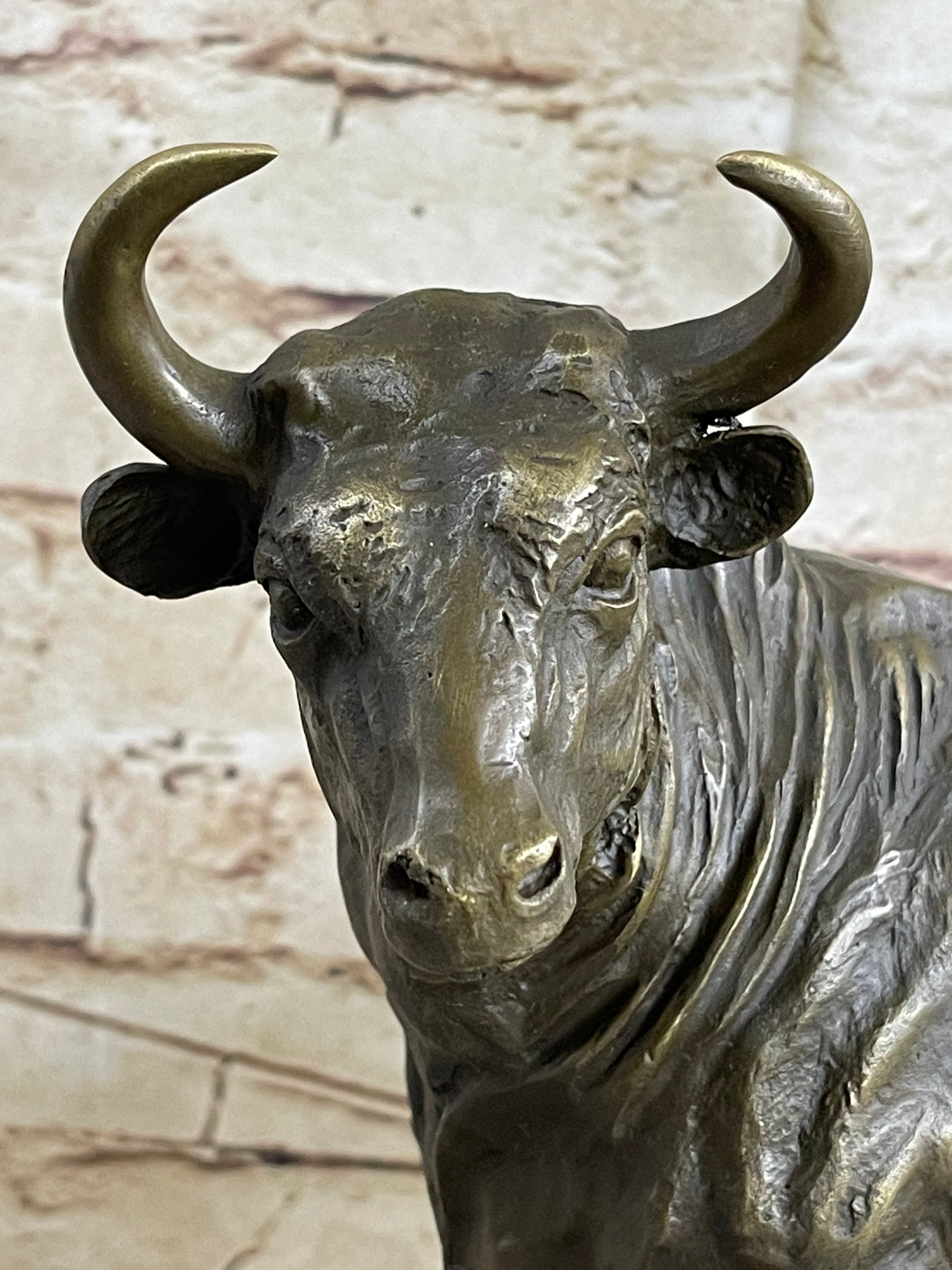 Solid Bronze Sculpture of a Bull Marble Base Abstract Art Deco Figurin ...