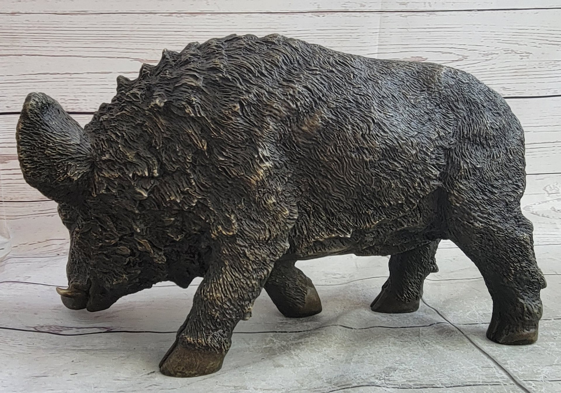 Wild Boar Pig Feral Hog Bronze Sculpture Statue Figure Figurine Decor ...