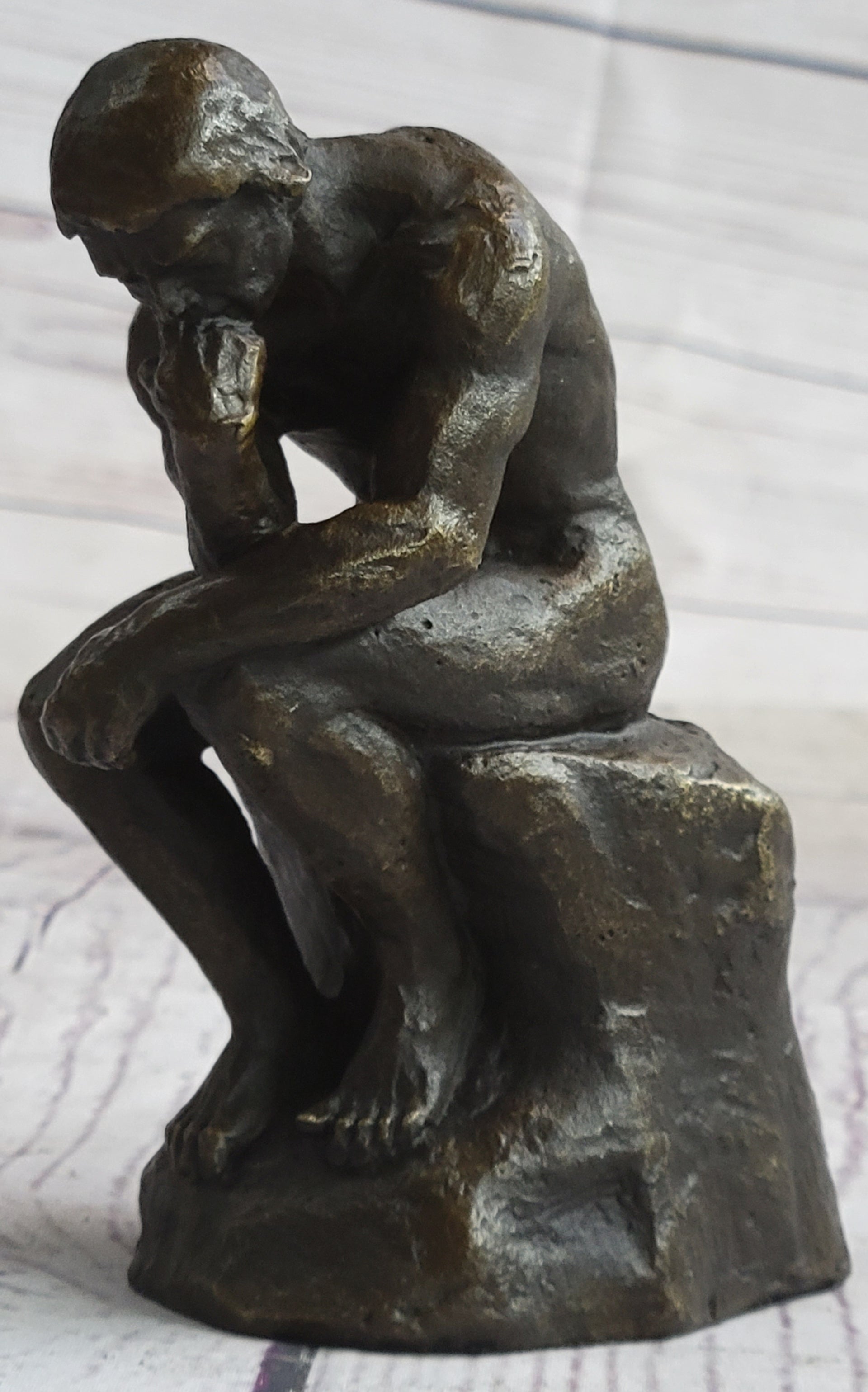 Miniature Replica Auguste Rodin Thinker Thinking Man Bronze Sculpture ...